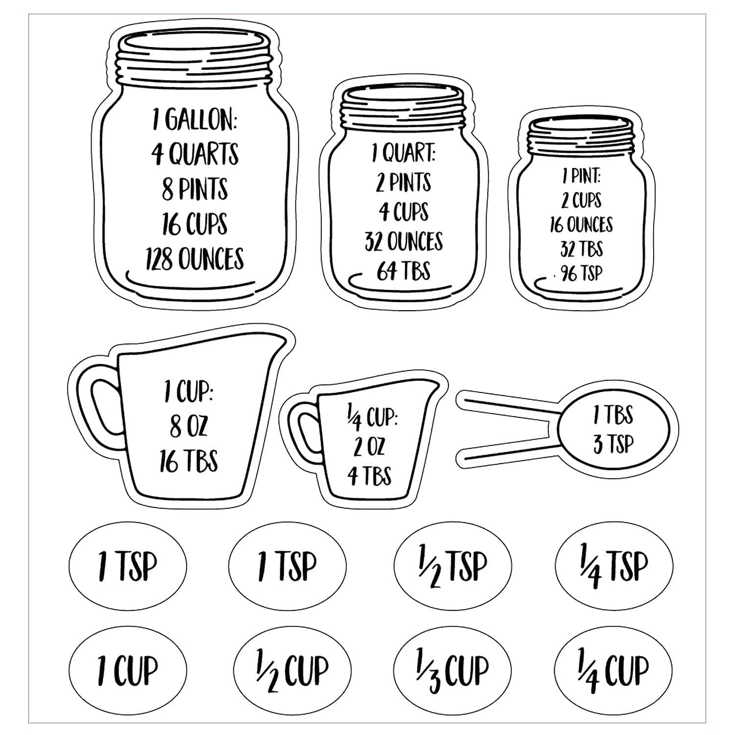 Bulbacraft Measuring Cups Kitchen Stickers Cupboard Wall Decals For ...
