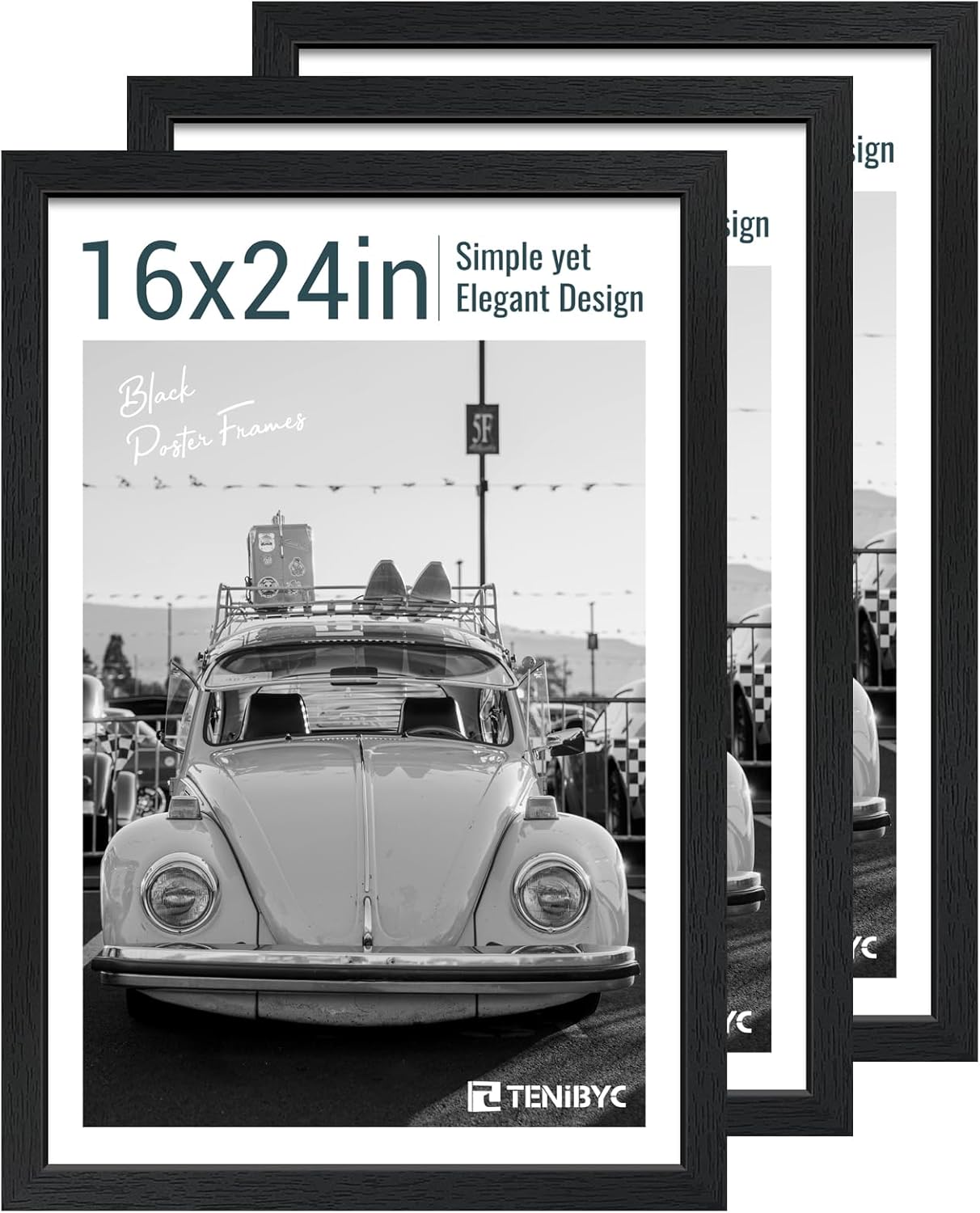 Amazon.com - TENIBYC 16x24 Poster Frame 3 Pack - Black, Textured Solid ...