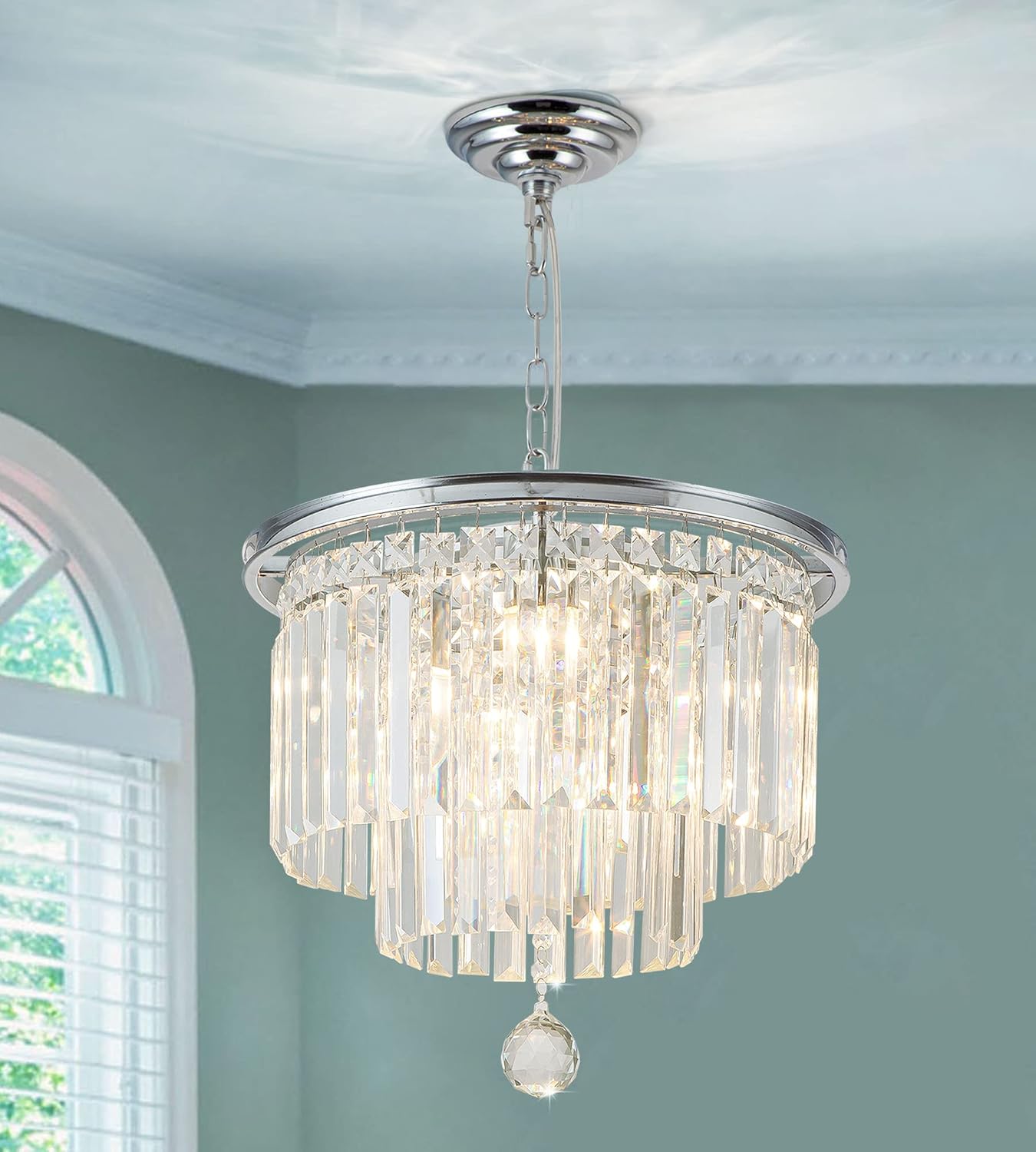 OCWHT Kitchen Light Fixture Crystal Chandeliers for Dinning Room Flush ...