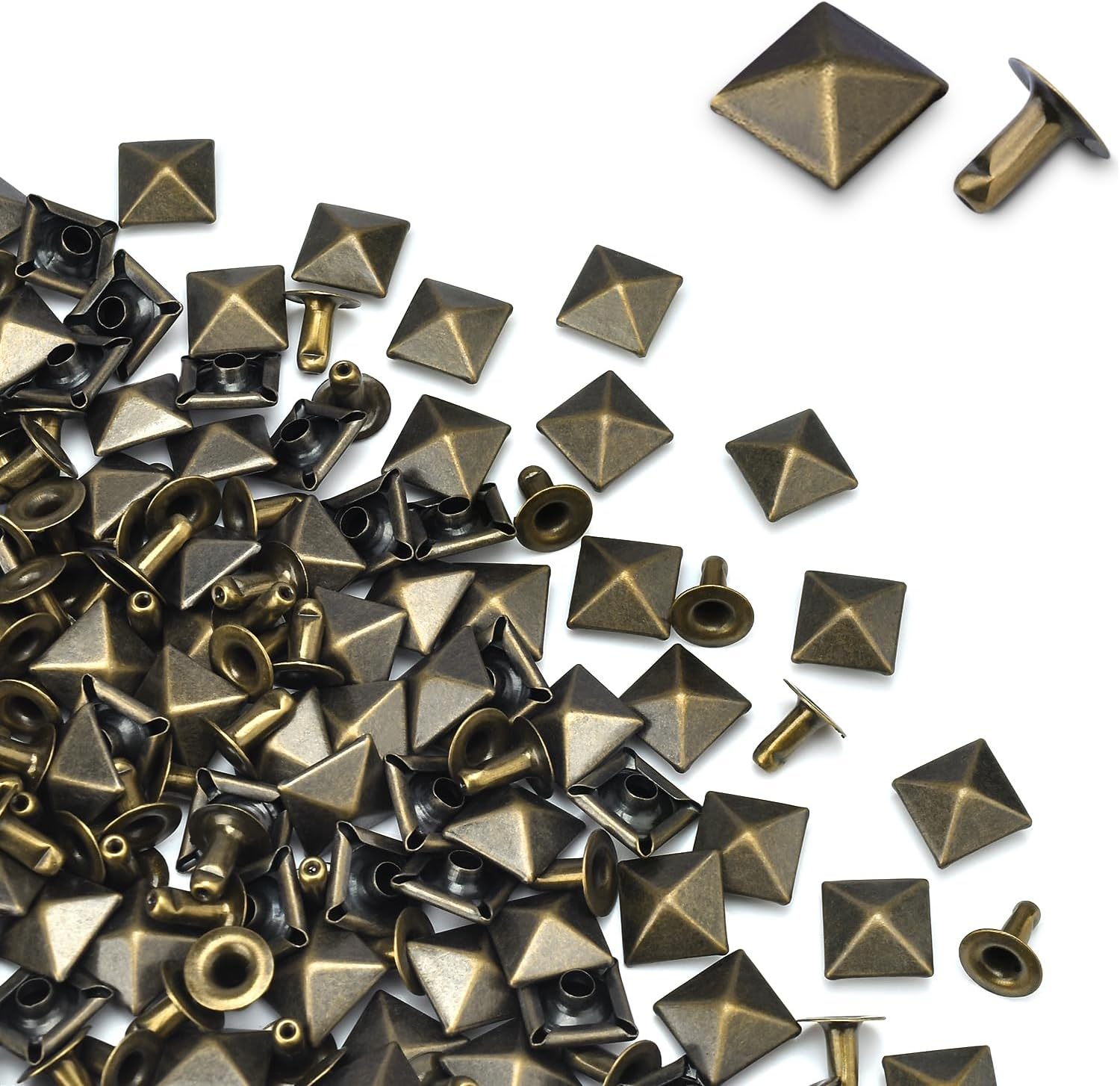 Amazon.com: 100Sets 10mm Square Rivets, Leather Rivets Metal Pyramid ...