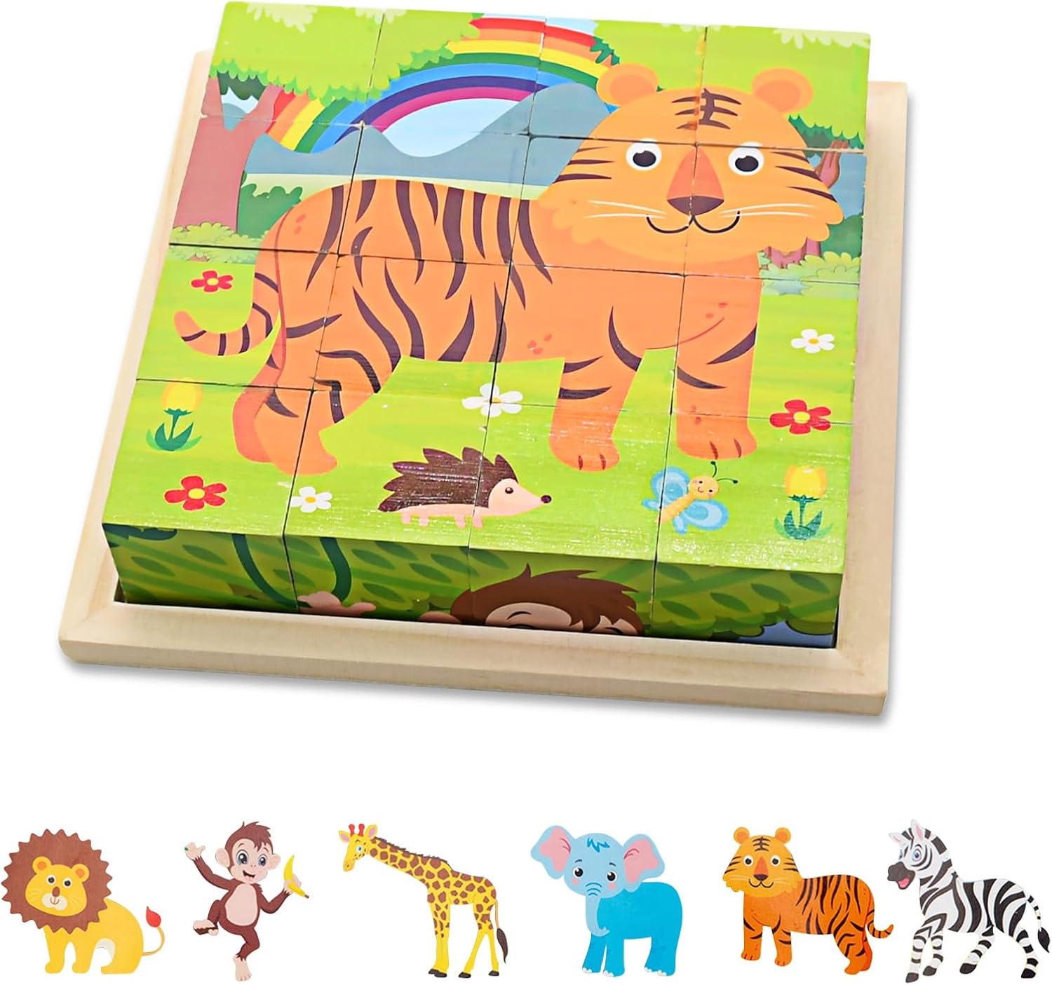 Puzzle di Legno, Puzzle Cubi Legno Bambini,Puzzle con Animali 3D ...