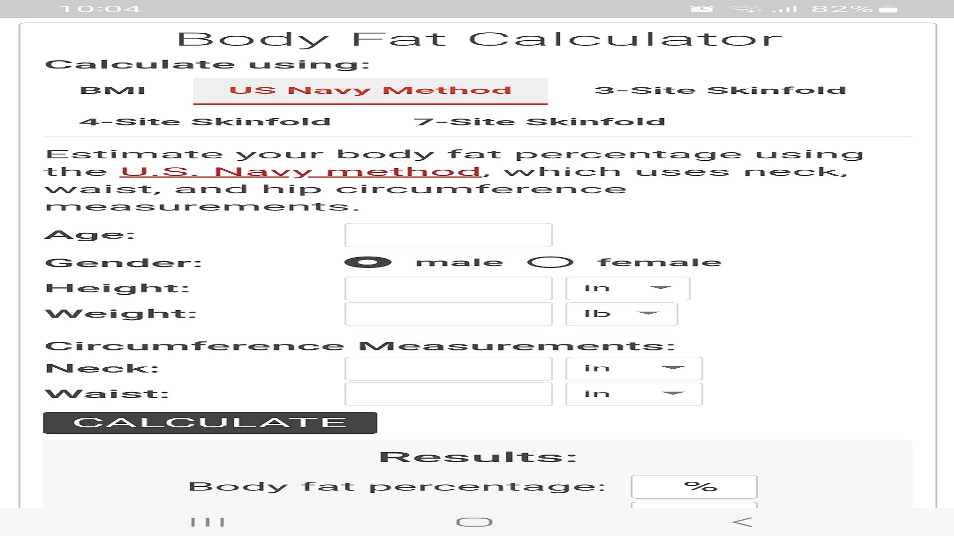 Body Fat Calculator - App on Amazon Appstore
