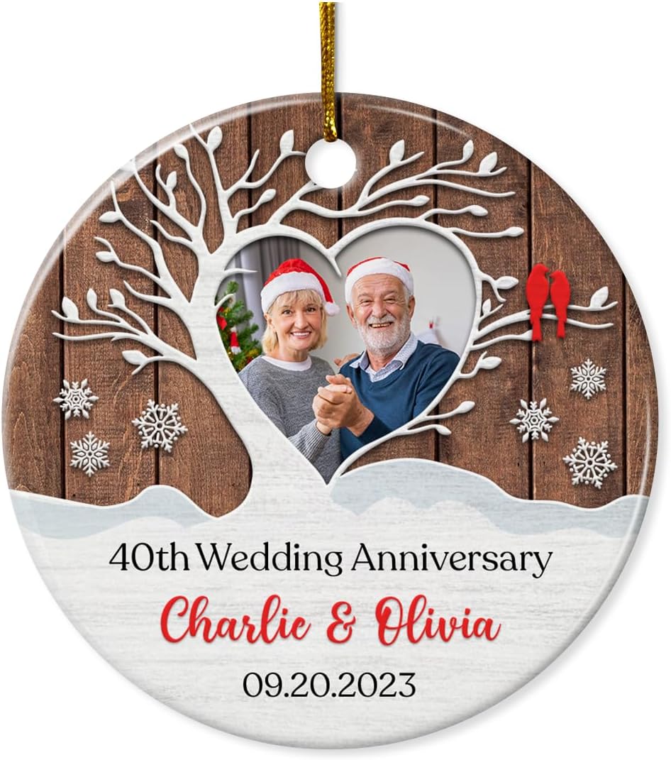 Amazon.com: Personalized 40th Wedding Anniversary Ornament with Photo ...