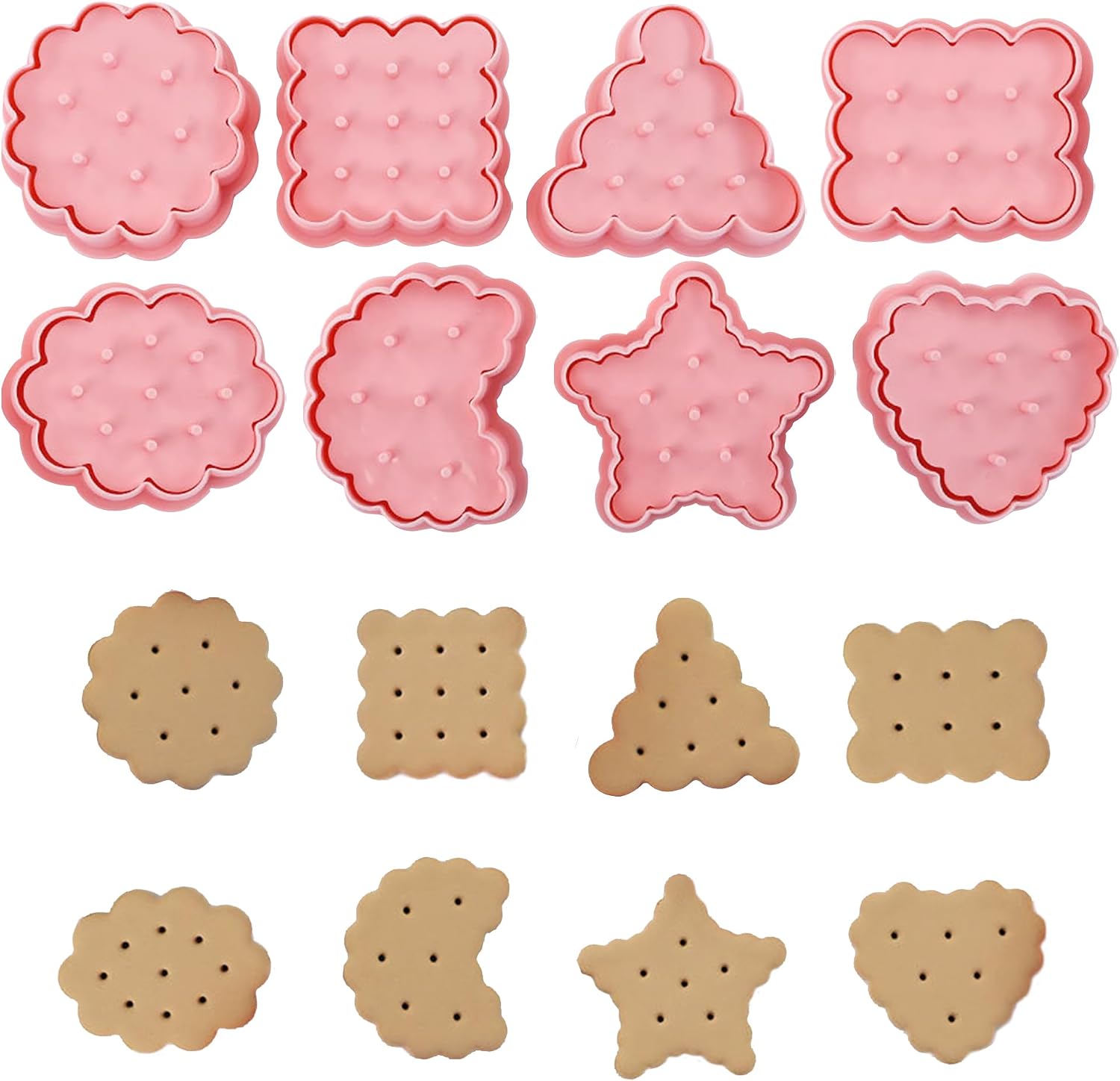 Amazon.com: 8 Pack Classic Retro Cookie Cutters with Plunger Stamps Set ...