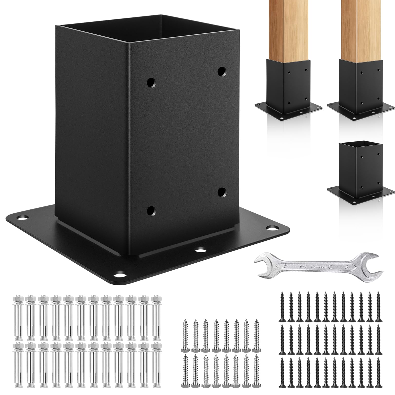 Metal Deck Post Anchors 4x4 4x4 Post Base 4 Pcs, (Inner Size 3.6x3.6)