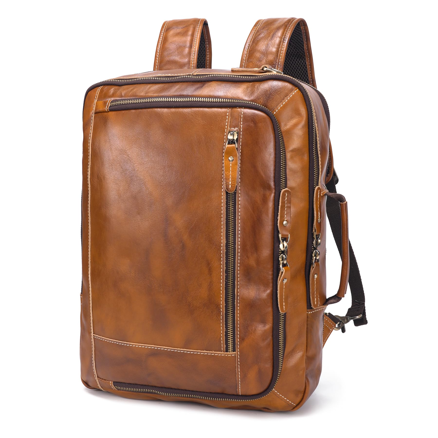 Amazon.com | LANNSYNE Vintage Genuine Leather Backpack For Men, 2 in 1 ...