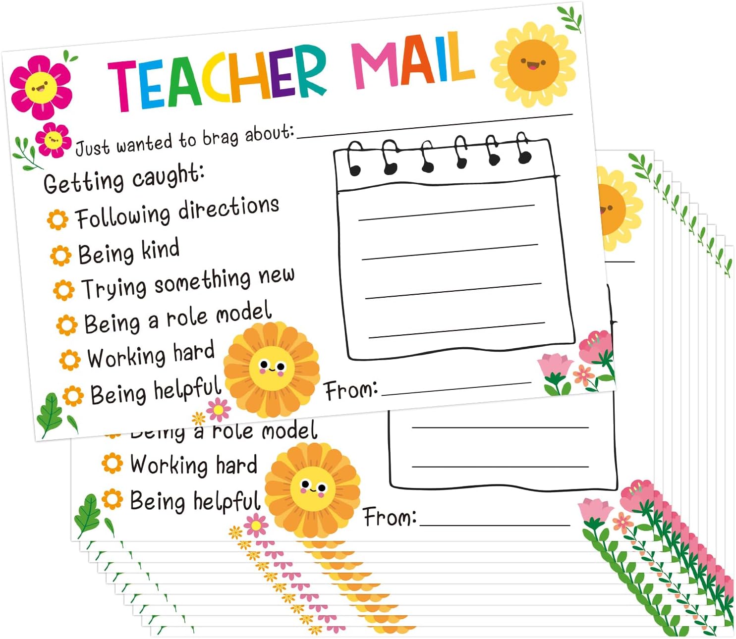 Amazon.com: 60 Pcs Colorful Teacher Mail Notes to Parents Happy Mail ...