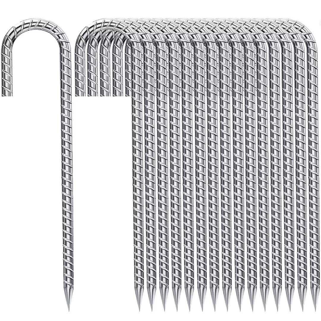 Snapklik.com : J-Hook-Rebar-Stakes-12-Inch-16-Pack, Ground Stakes Heavy ...