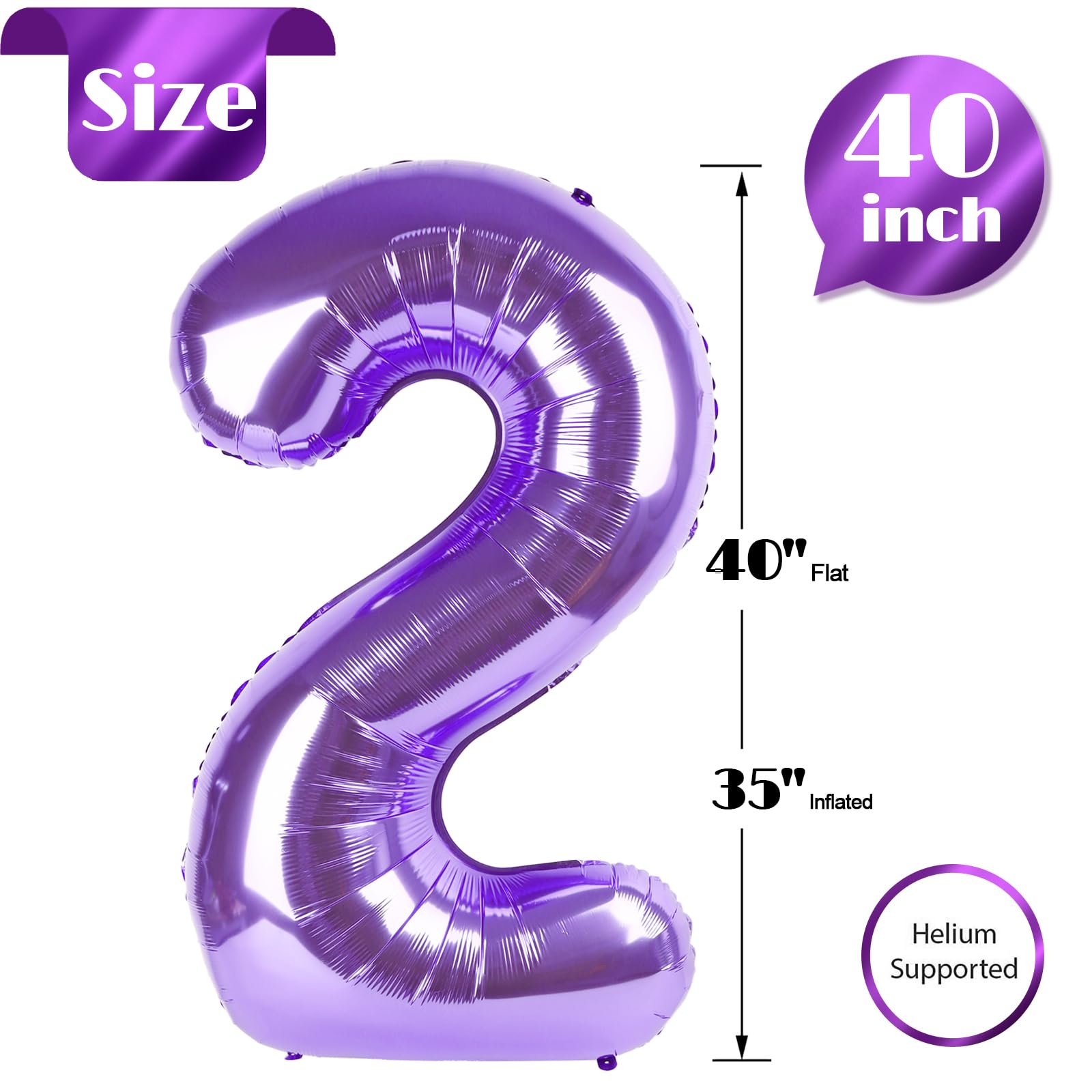 Snapklik.com : Purple 2 Balloon, Number Balloon 40 Inch, Two Balloon ...