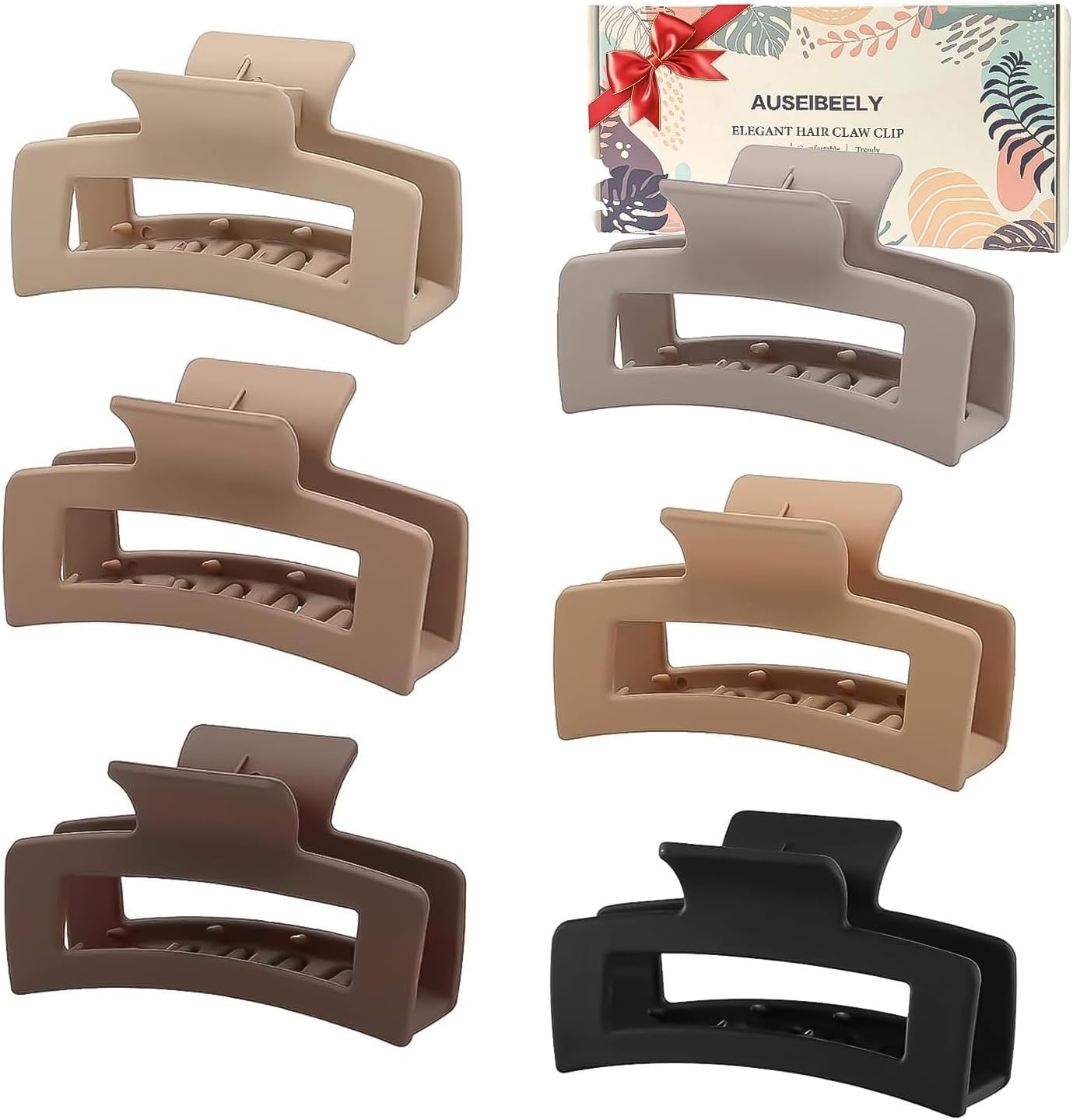 Amazon.com: 6 Pack Square Claw for Women Girls, 3.5" Medium Non-slip ...