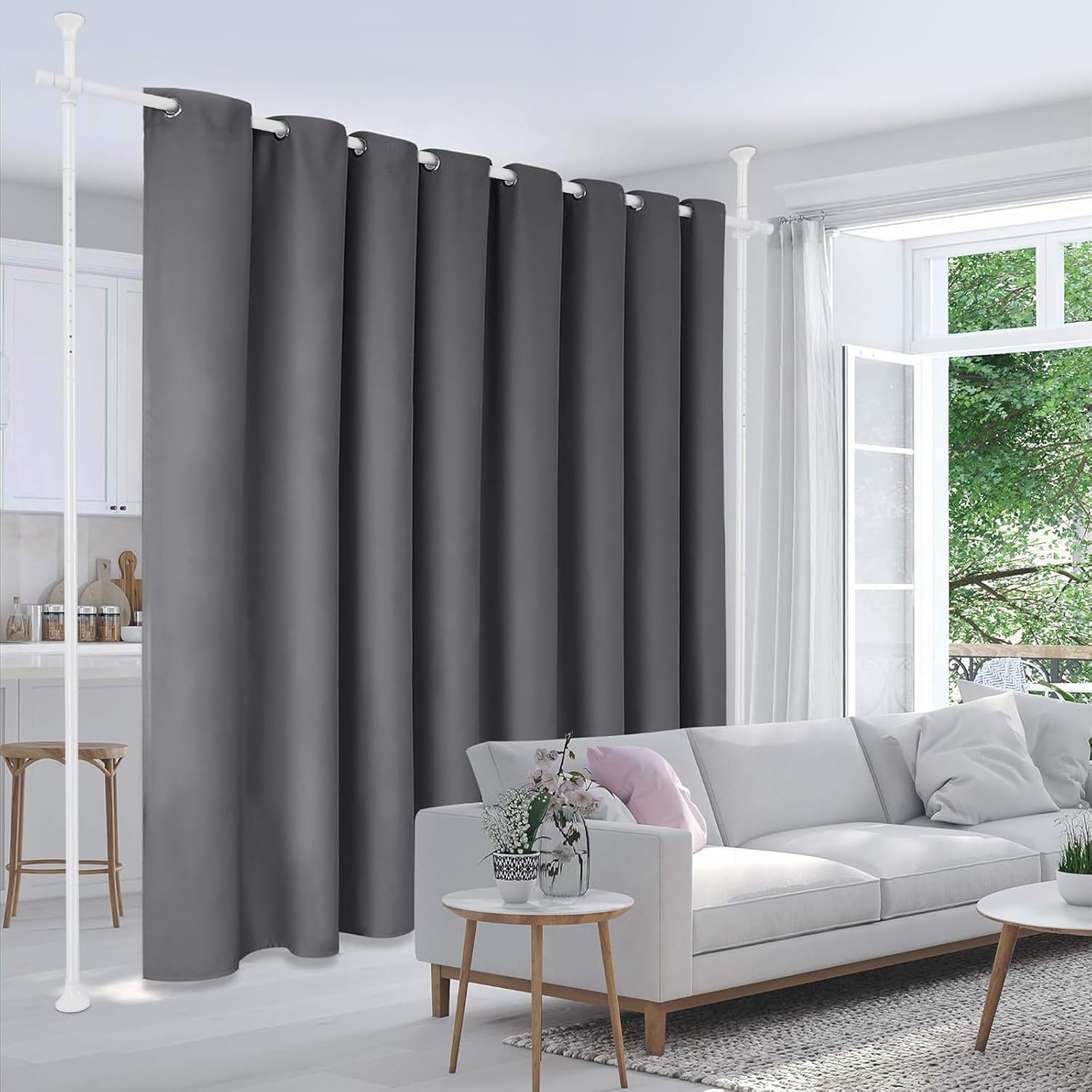 Amazon.com - Room Divider Curtain Rod, Heavy Duty Adjustable Room ...