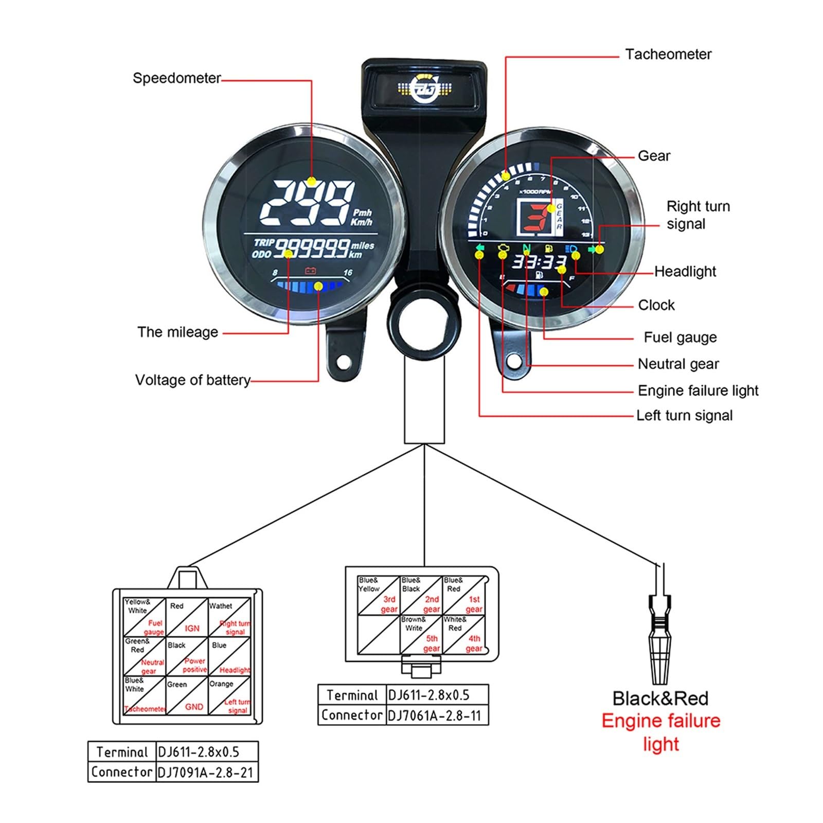 Tacómetro Digital Para Moto Suzuki GN125 Speedometer Digital Meter ...