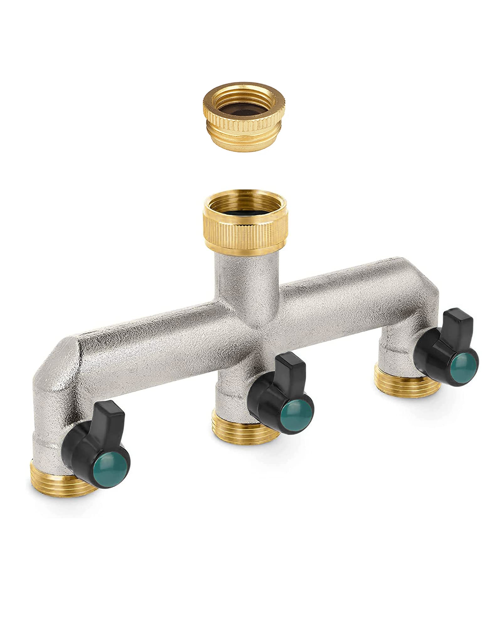 VReder 3 Way Brass Garden Tap Splitter, 3/4" and 1/2" Hose Tap Splitter ...