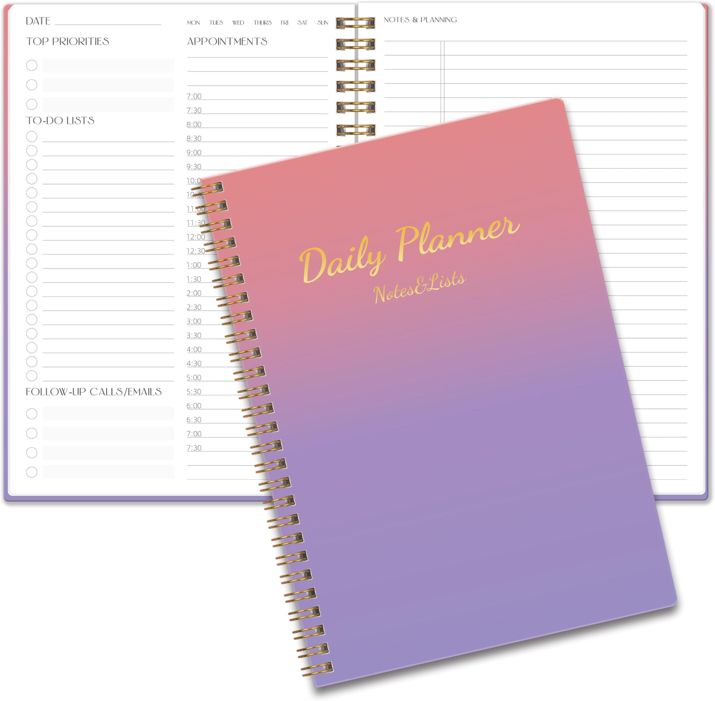 Daily Planner Undated - Simplified To-Do List Notebook with Hourly ...
