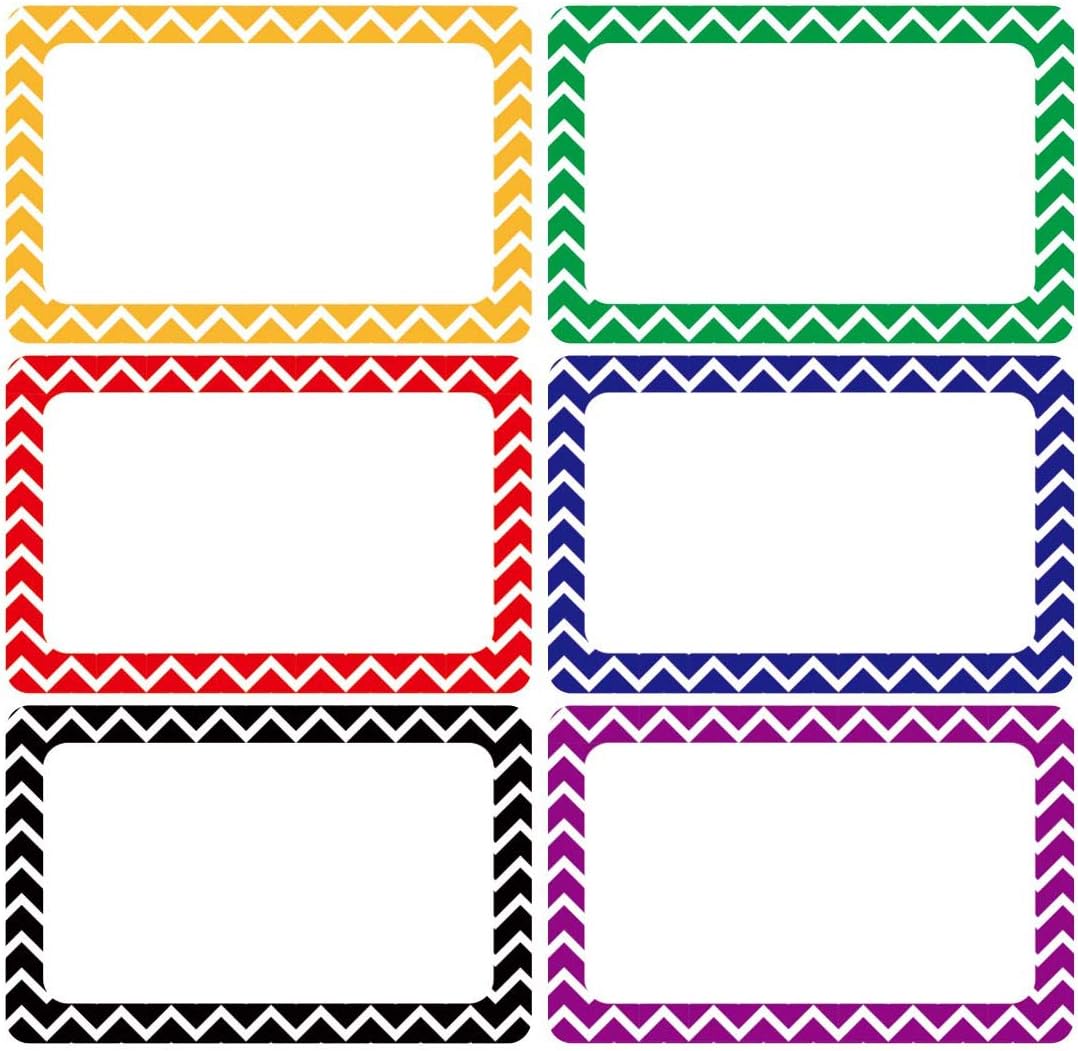 Amazon.com : Cualfec 300 Cute Chevron Name Tag Stickers Colorful Border ...