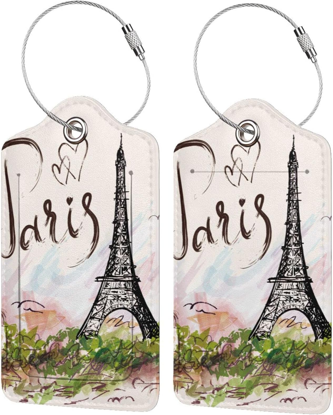 Amazon.com: Paris France Eiffel Tower with Clouds Luggage ID Tags Cards ...