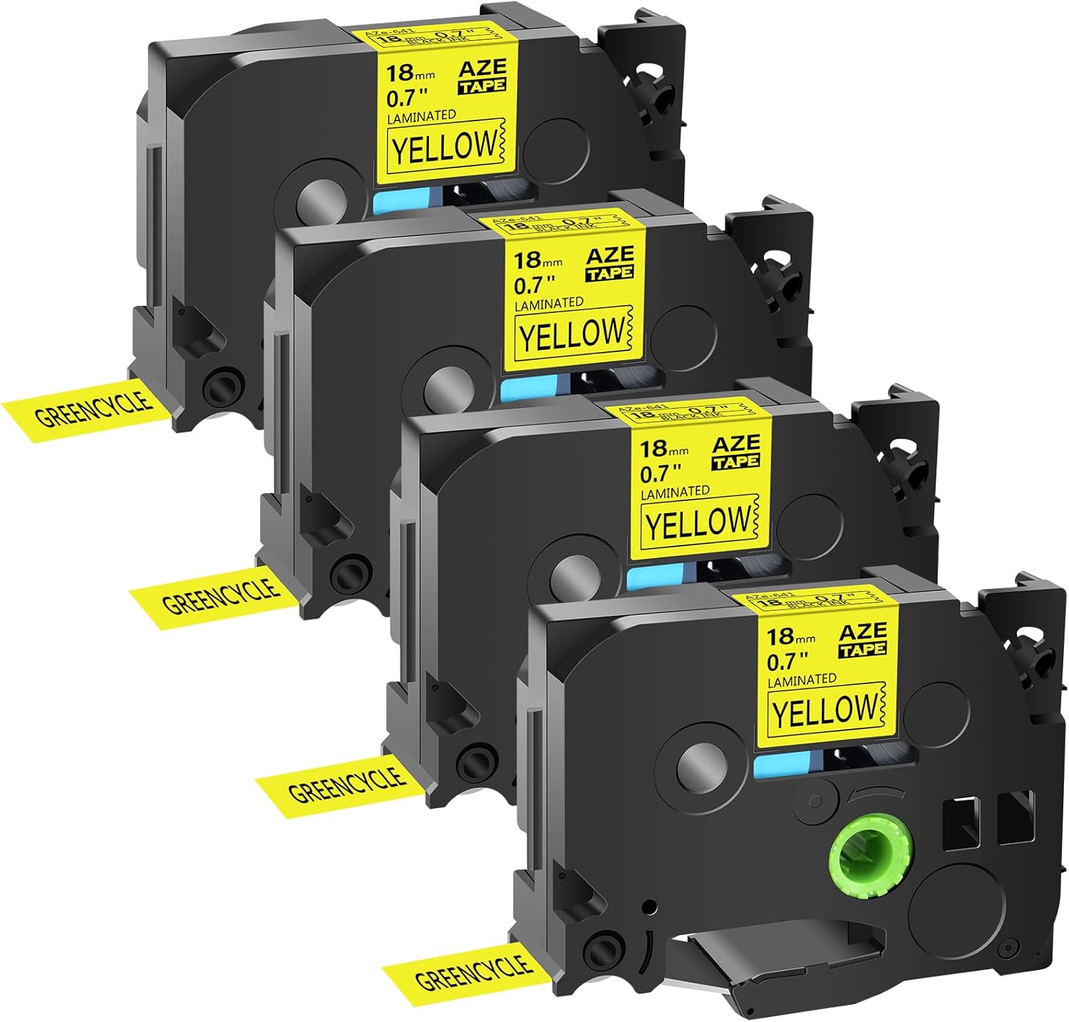 GREENCYCLE 4 Pack Black on Yellow Laminated Label Tape Compatible for ...