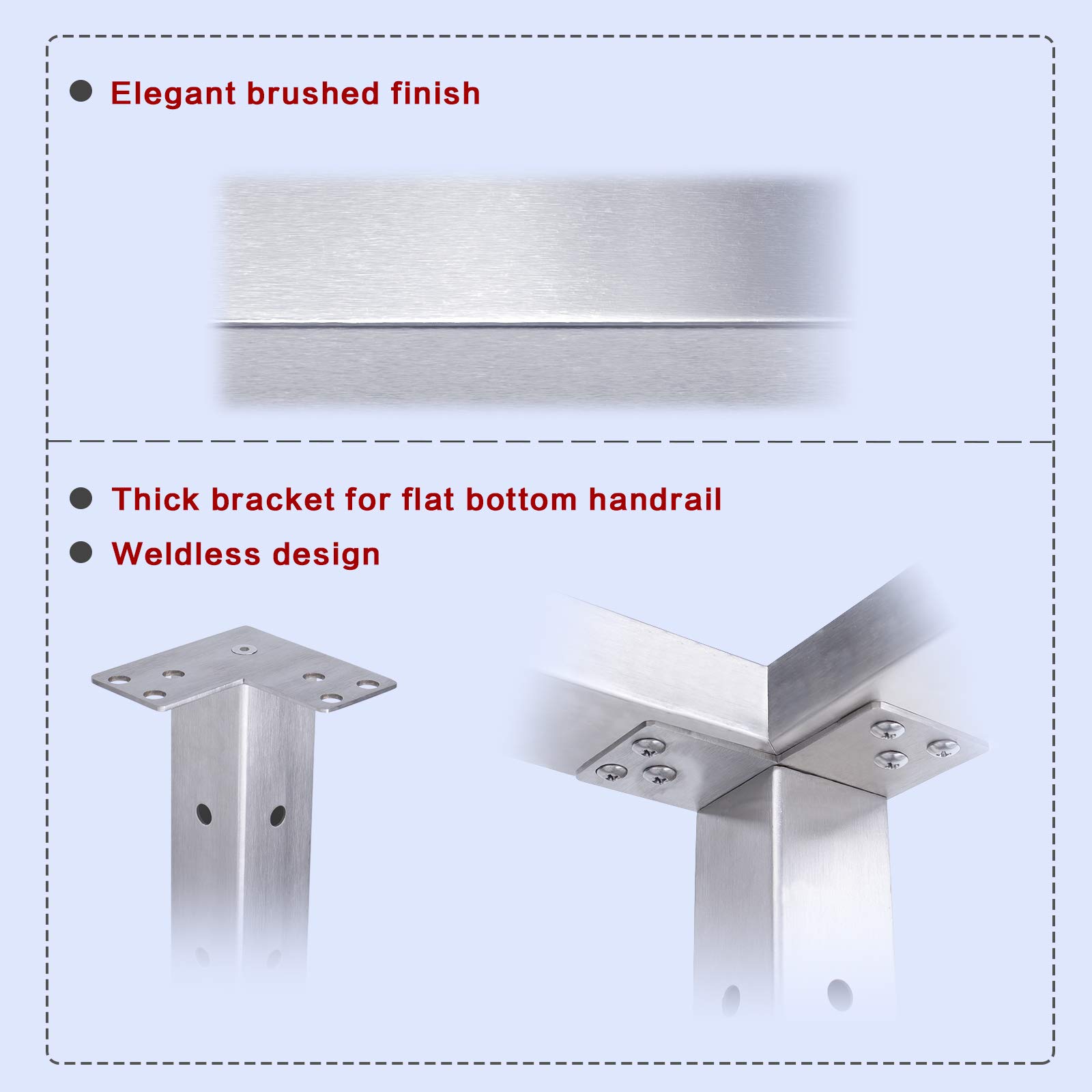 Muzata Cable Railing Corner Post Square Weldless Flat top 36"x2"x2 ...