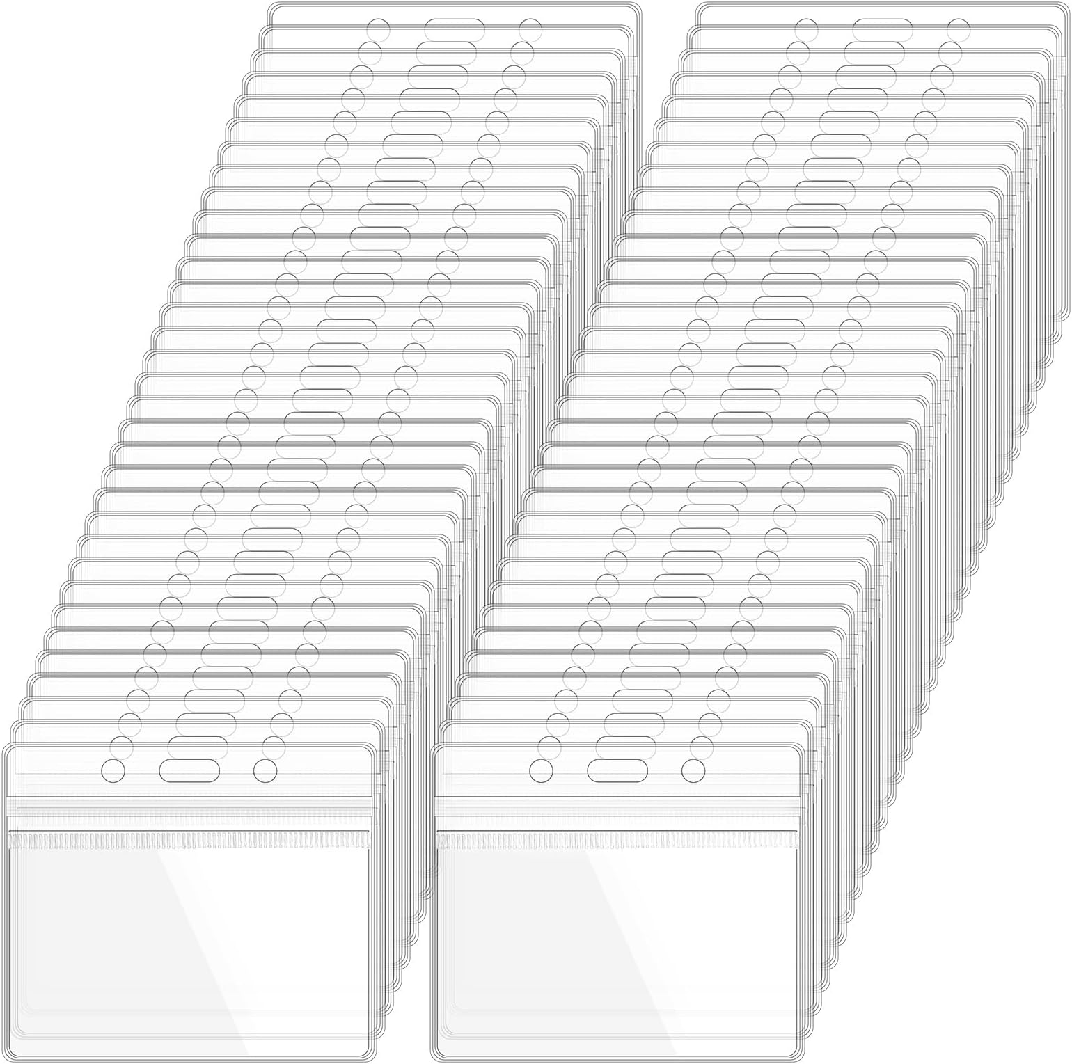 Amazon.com : 200 Pcs Clear Name Badge Holder Horizontal ID Badge Holder ...