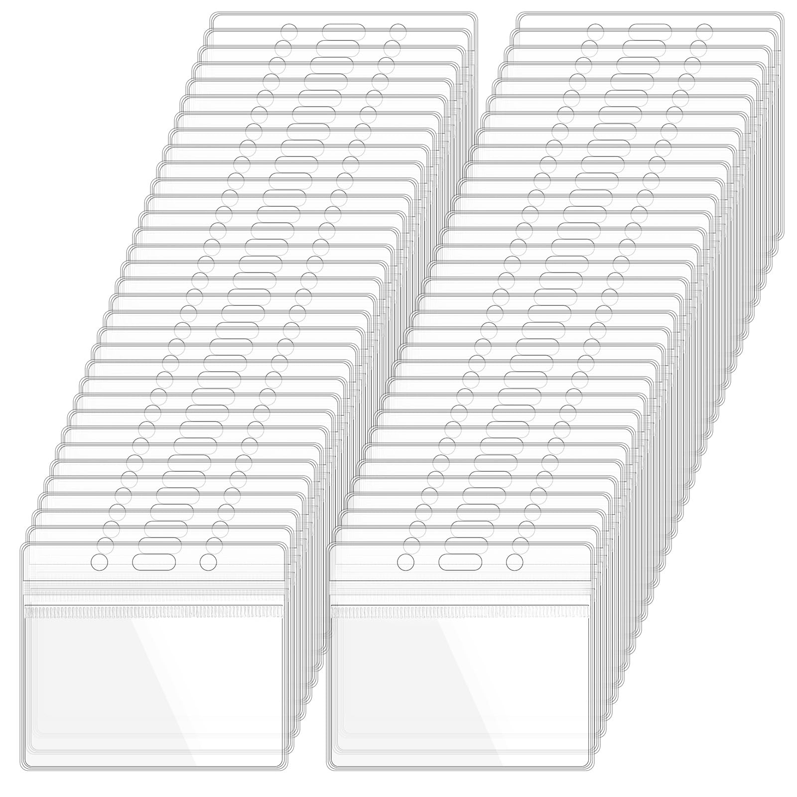 Amazon.com : 200 Pcs Clear Badge Holder Horizontal Plastic ID Card ...