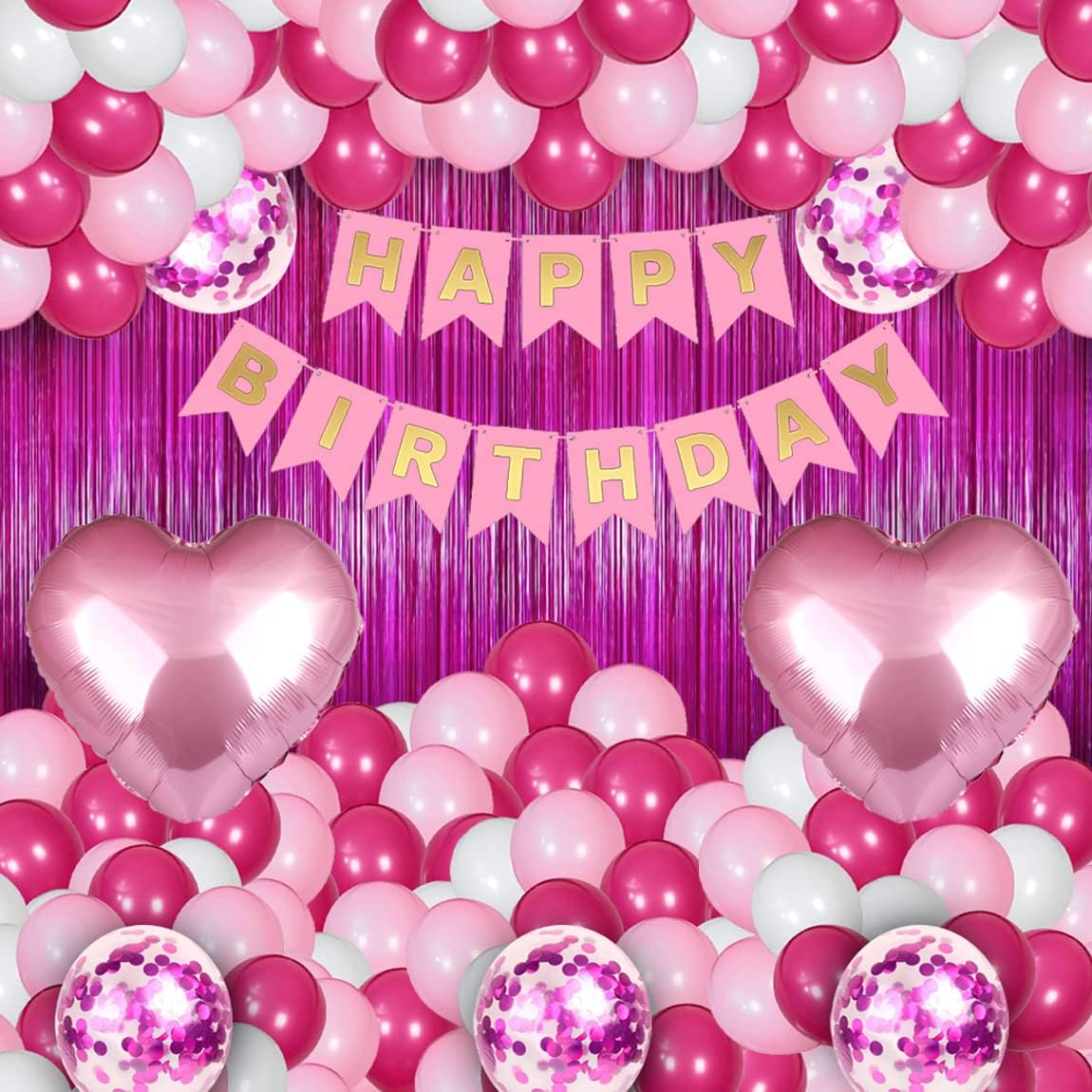 Buy Just Party Set of 50 Pcs Happy Birthday Decoration Kit Combo - Pink ...