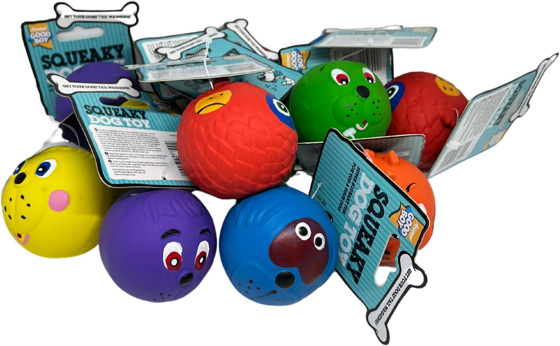 Pair of Squeaky Smiley Face Dog Toys Balls : Amazon.co.uk: Pet Supplies