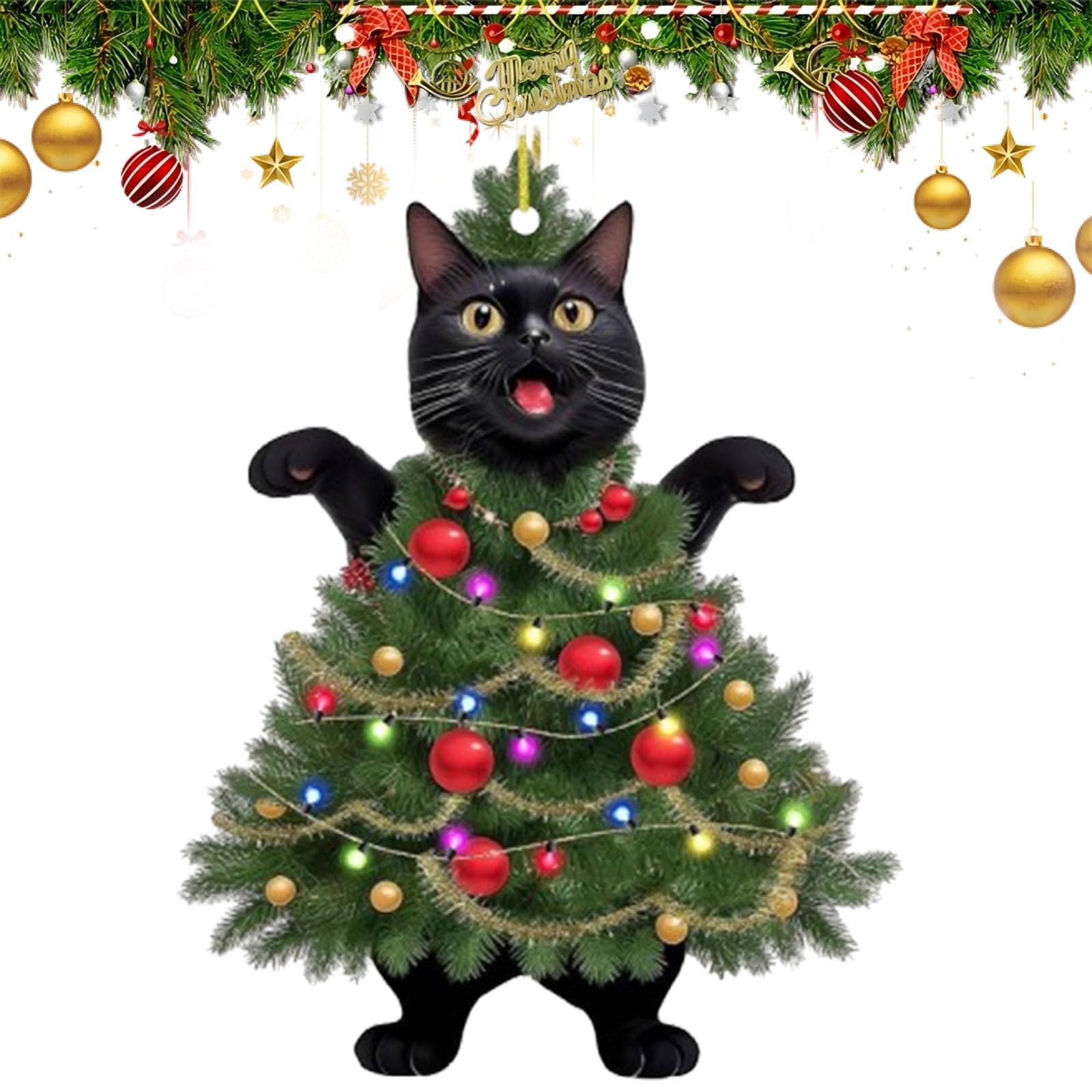 Christmas Ornaments 2024, Black Cat Christmas Decorations, Personalized ...