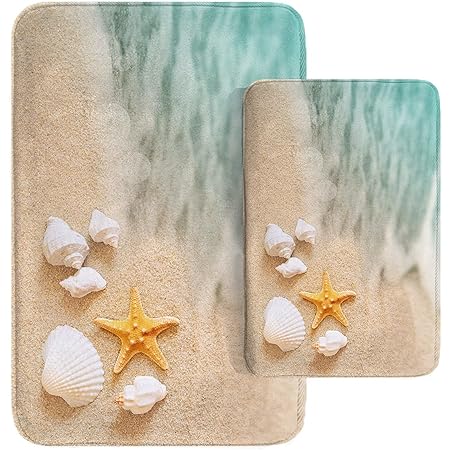 Amazon.com: Uphome Foam Bathroom Rugs Beach Shell Sea Collection Non ...
