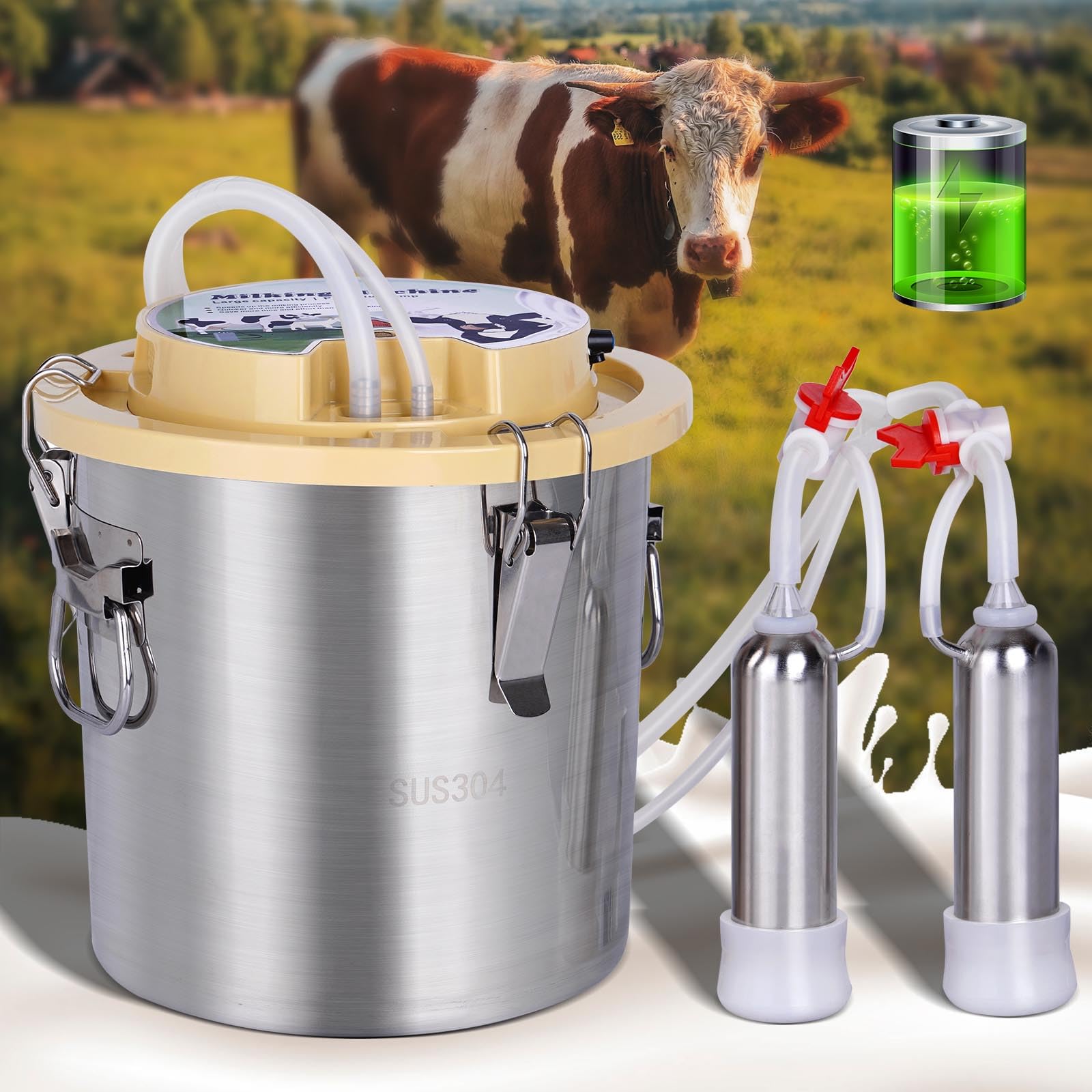 Amazon.com : ZHEQOGZH 12L Portable Cow Milker Machine Rechargeable Milk ...