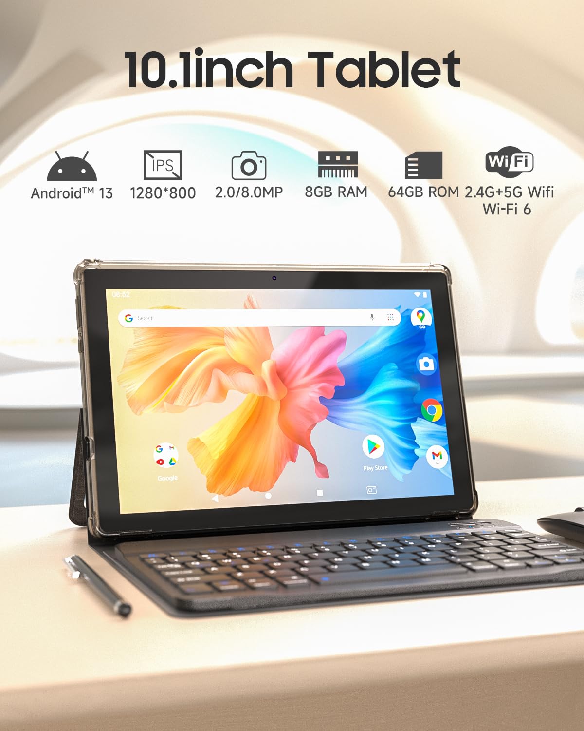 Snapklik.com : Android 13 Tablet 10 Inch, 2 In 1 Tablets