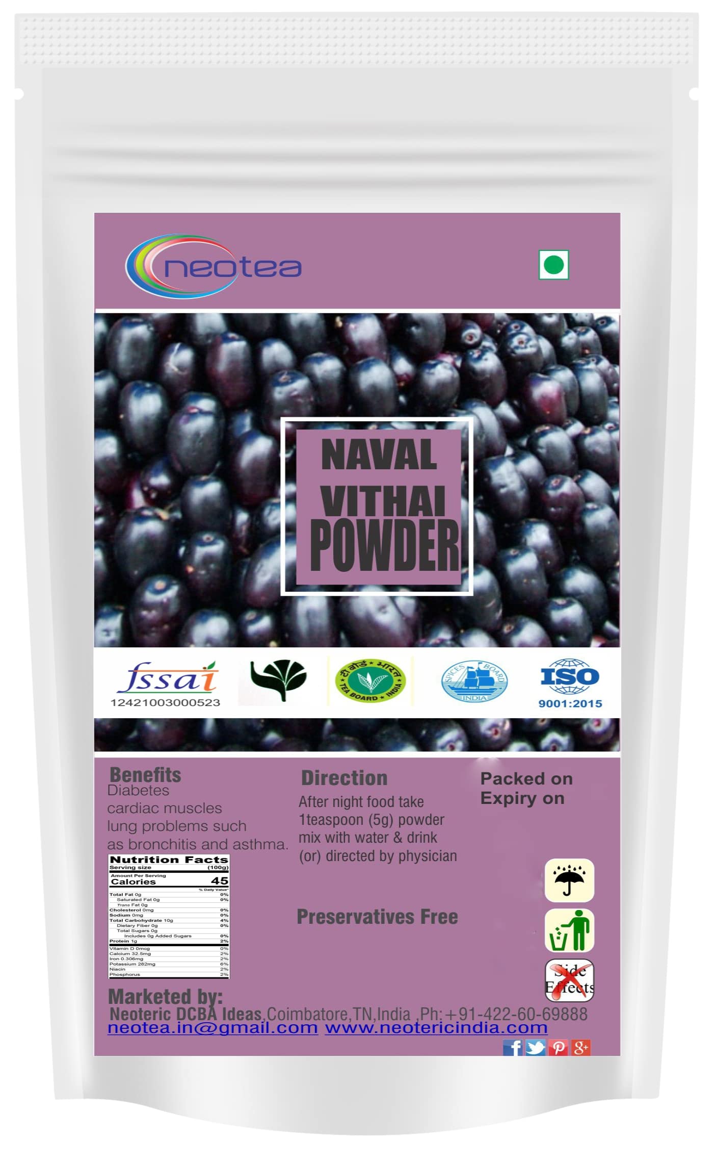 Neotea Naval Vithai Powder, Syzygium Cumini Nut, 1 Kg : Amazon.in ...
