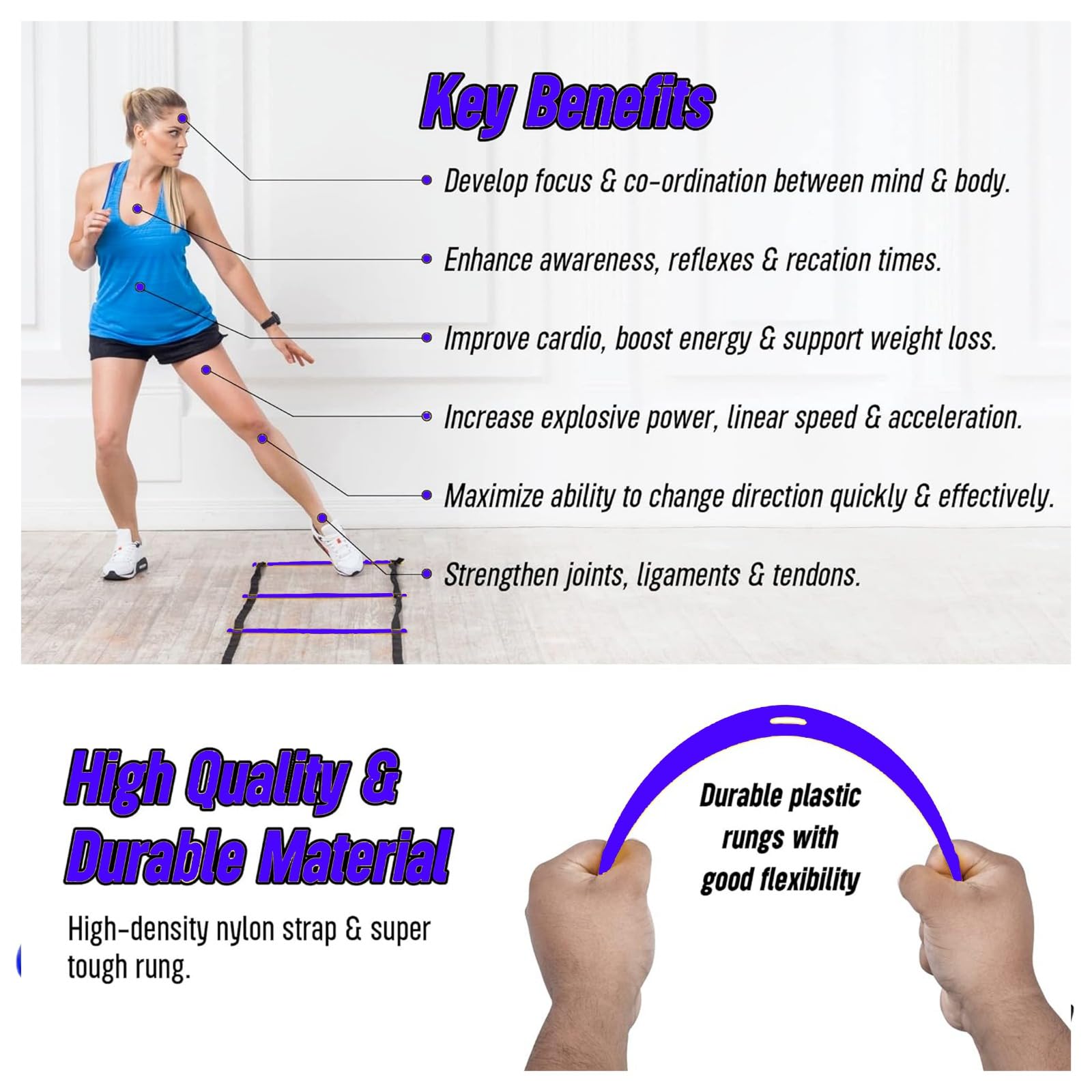 Snapklik.com : LYKAN FIT 20ft Agility Ladder Agility Training Equipment ...