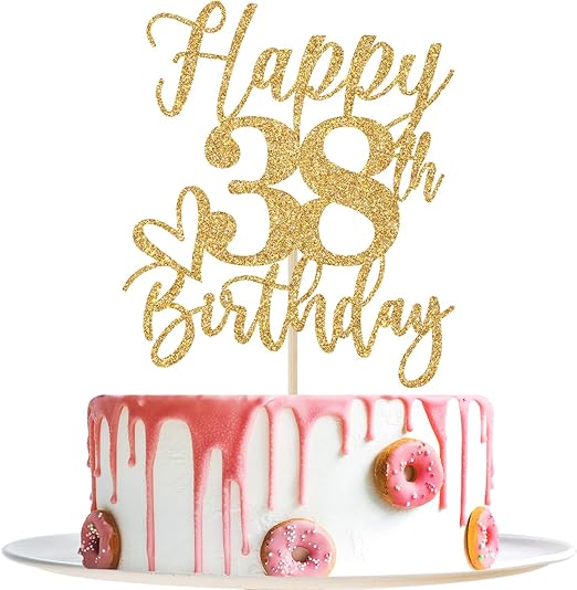 Amazon.com: Happy 38th Birthday Cake Topper, 38th Birthday Decorations ...