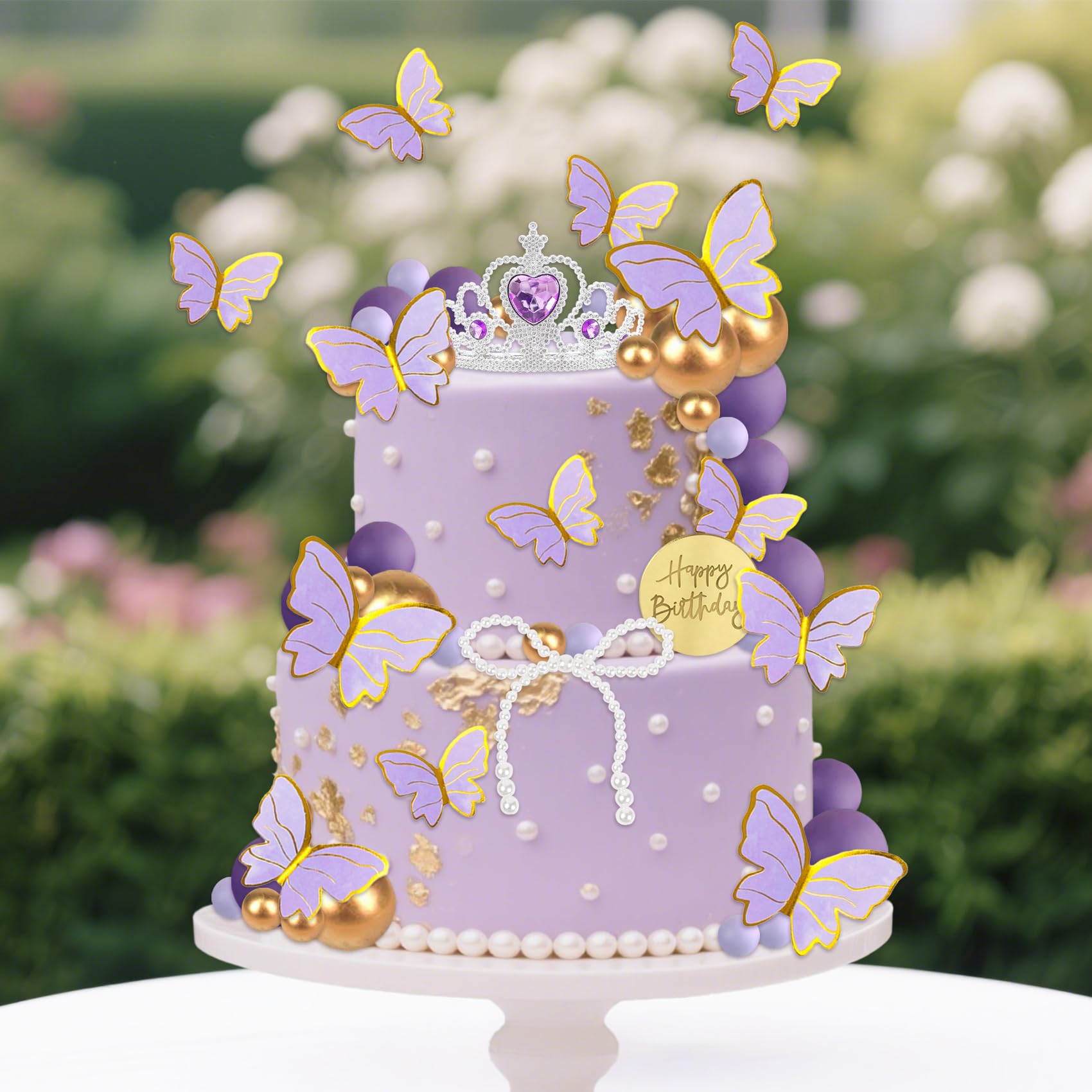 Snapklik.com : 48PCS Purple Butterfly Cake Topper Purple Balls Cake ...