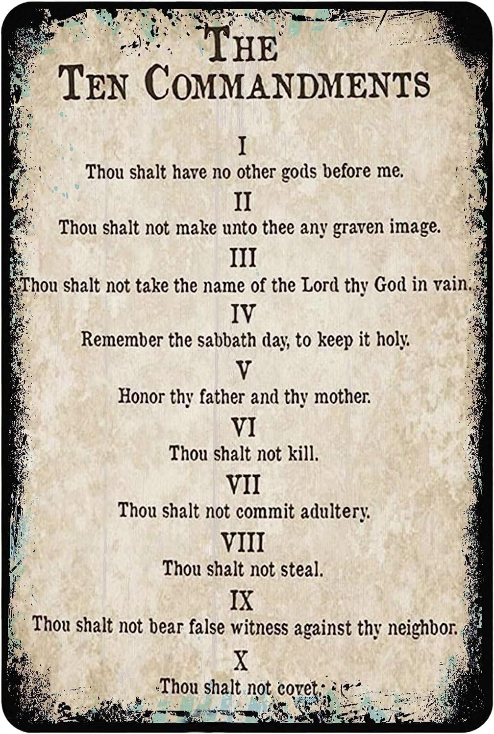 Vintage Ten Commandments, Antique Bible Verse Christian Inspirational ...