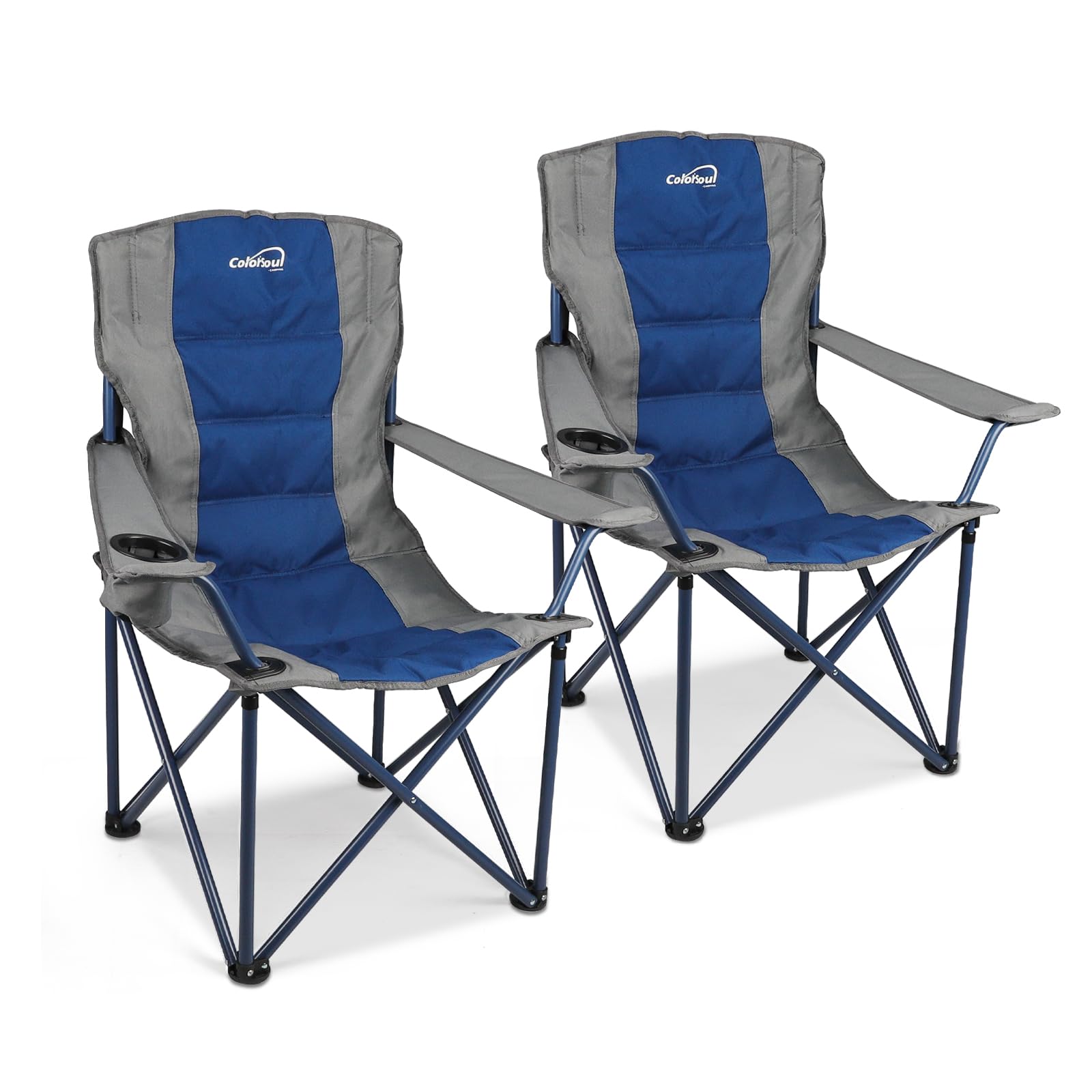 Amazon.com: Colorsoul 2 Pack Folding Camping Chairs, Outdoor Lawn Chair ...