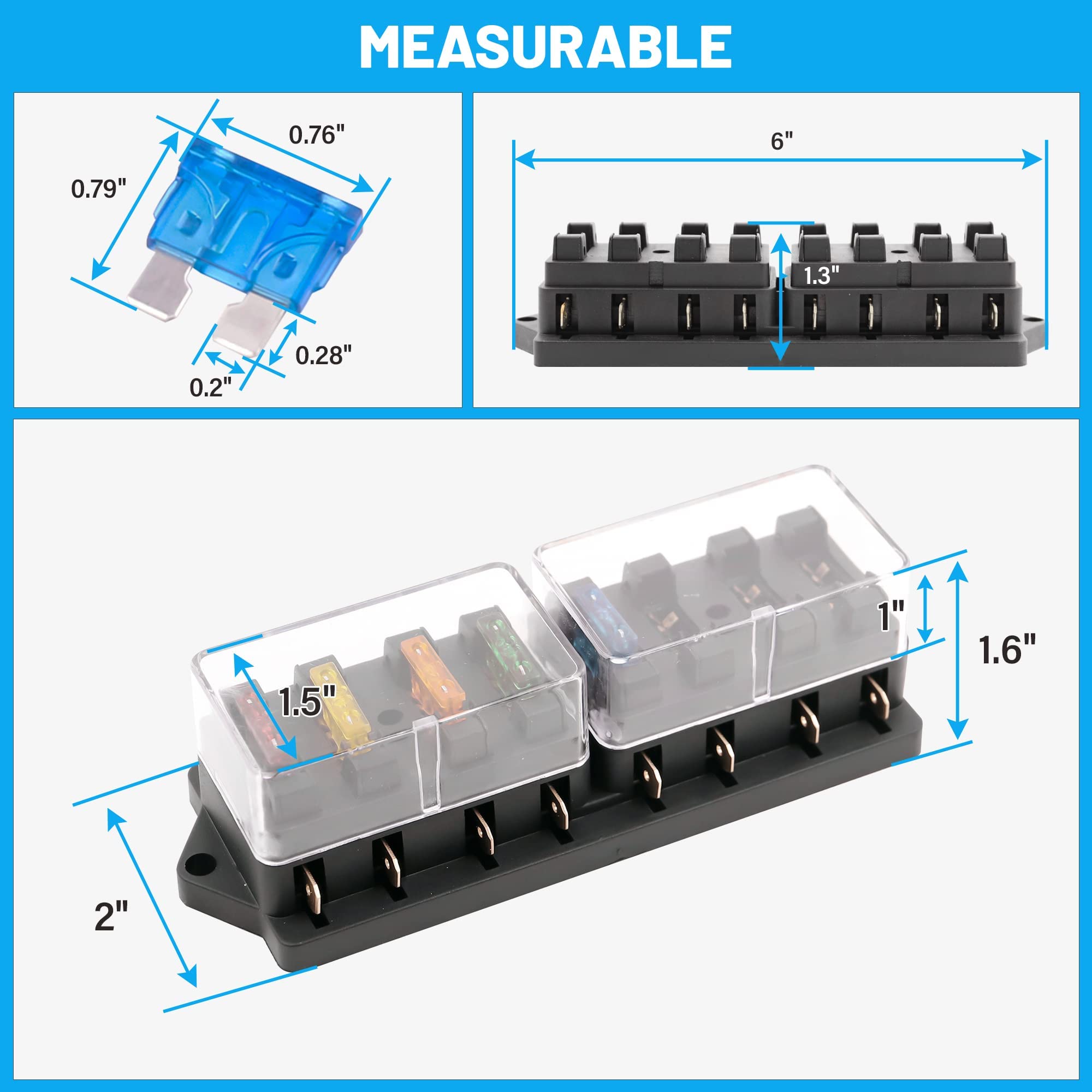 Boat Fuse Panel 8-Circuit Fuse Block: Universal Power Distribution For ...