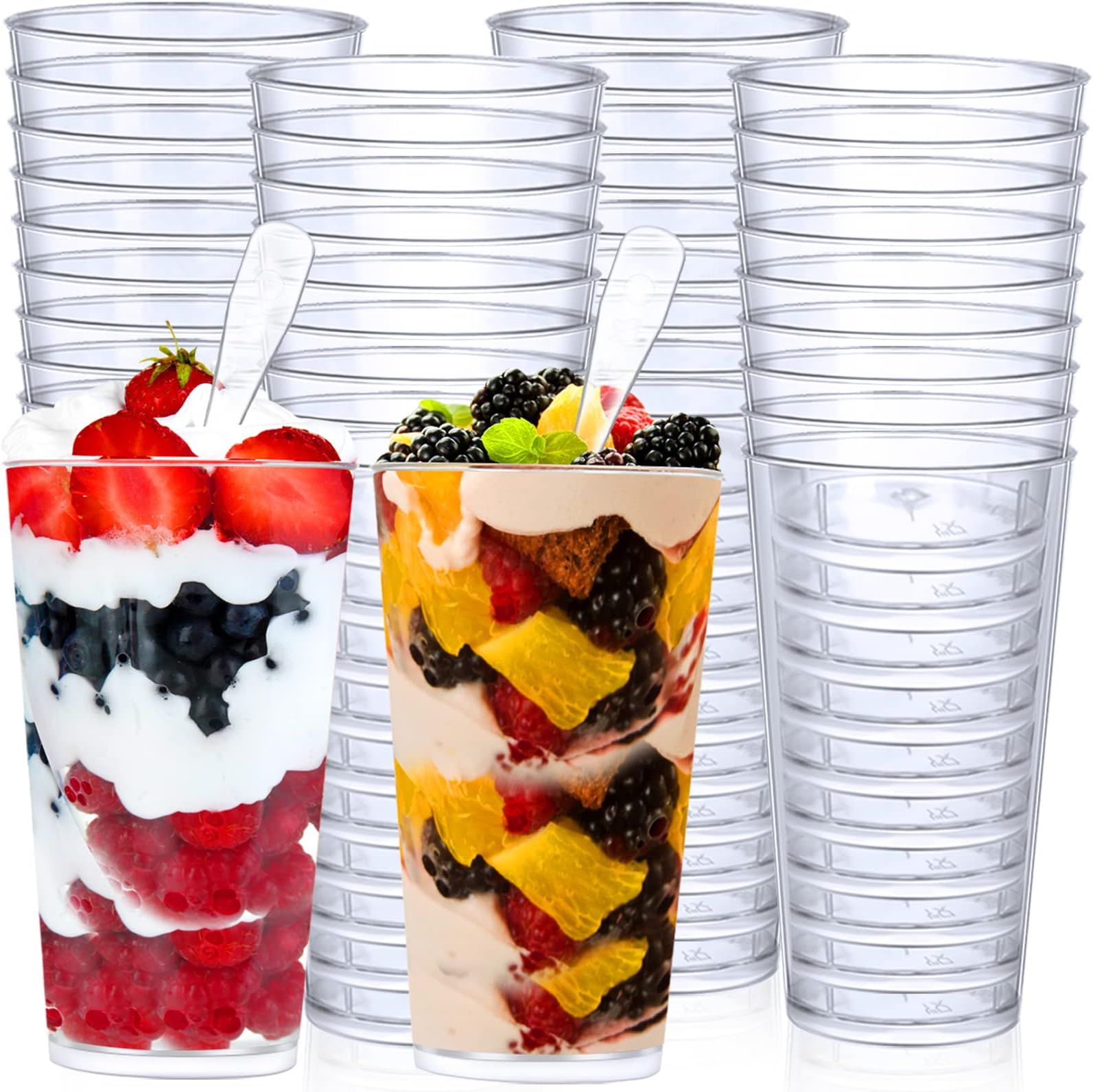 Amazon.com | CHENGU 3 oz Mini Dessert Cups with Spoons Clear Plastic ...