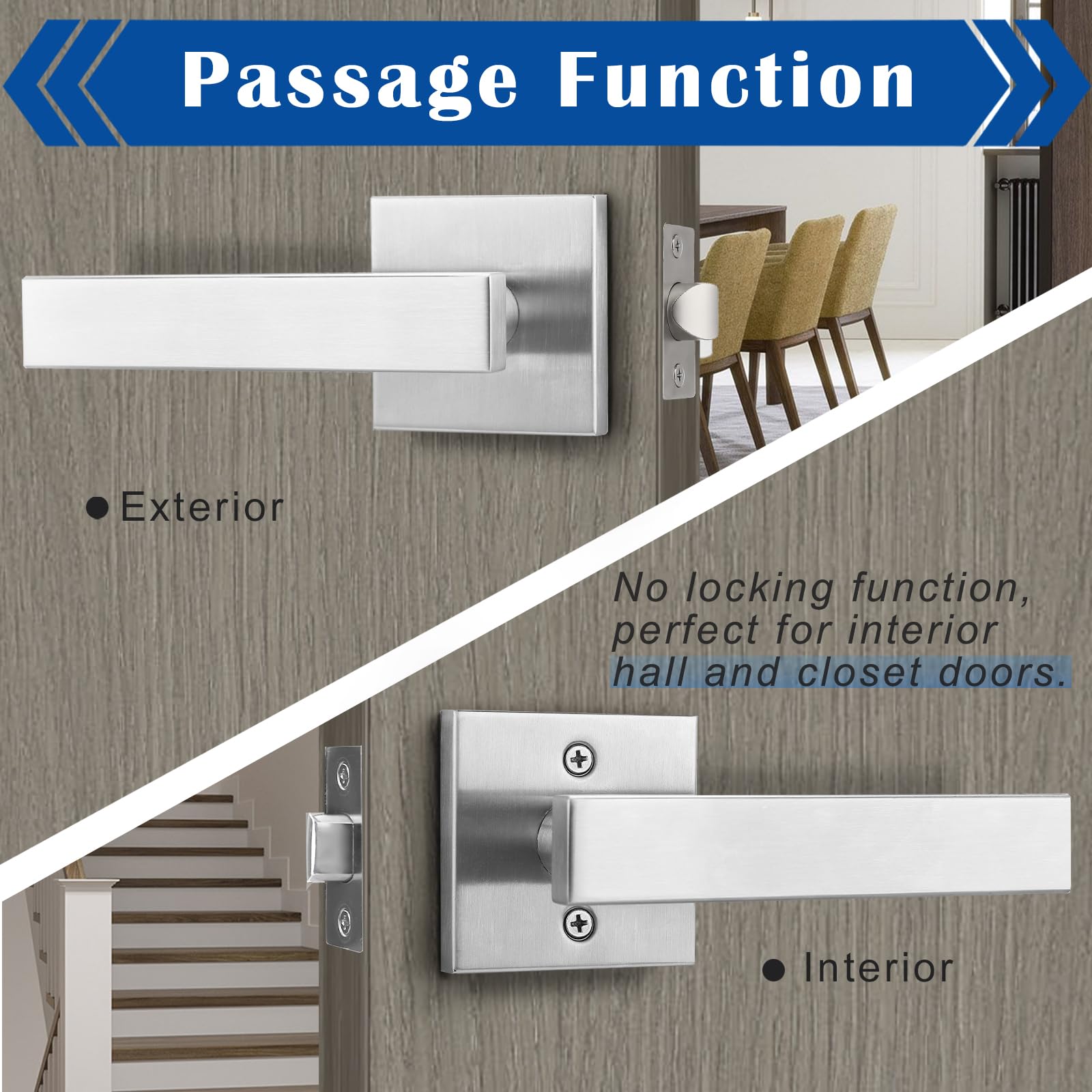 Snapklik.com : Orger 10 Pack Interior Passage Door Lock Brushed Nickel ...