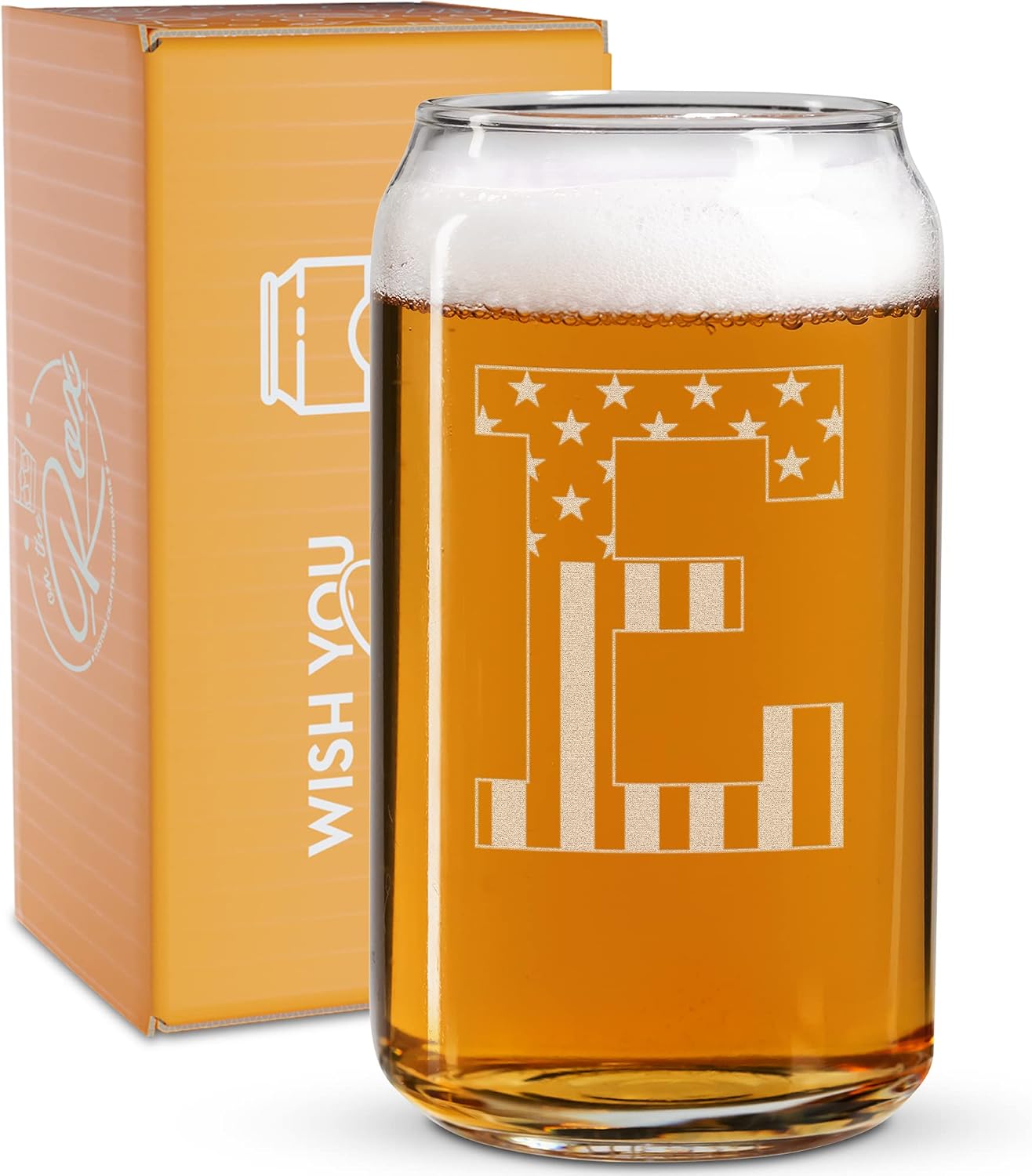 Amazon.com | Monogram Beer Glasses for Men (A-Z) 16 oz - Beer Gifts for ...