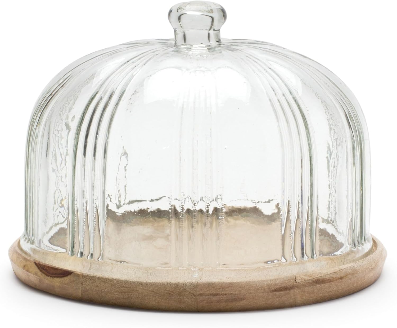 Amazon.com: Melrose International Glass Cloche with Wood Plate 10.5" D ...