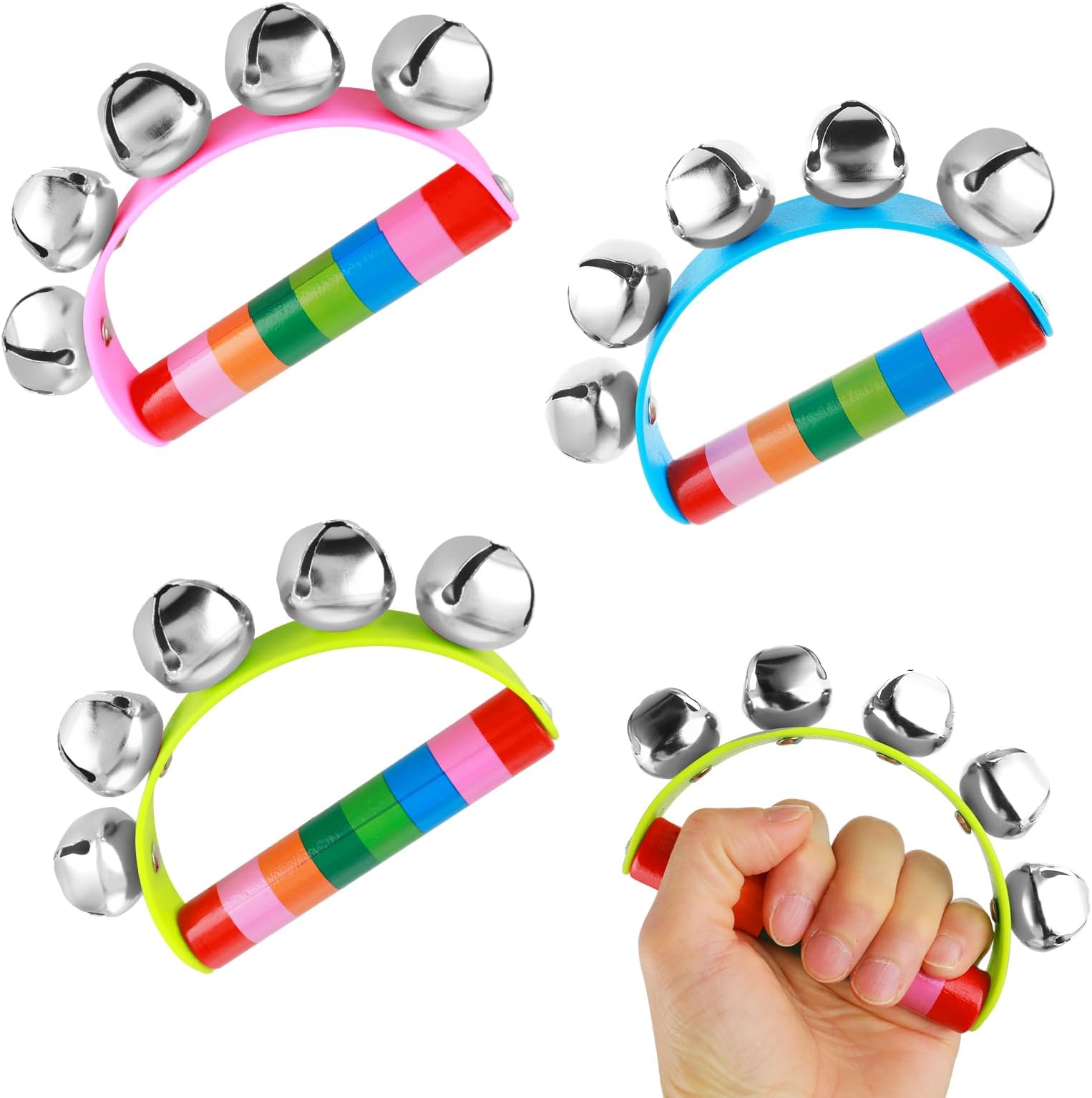 3Pcs Christmas Hand Jingle Bells Handheld Sleigh Bells Handle Shaker ...