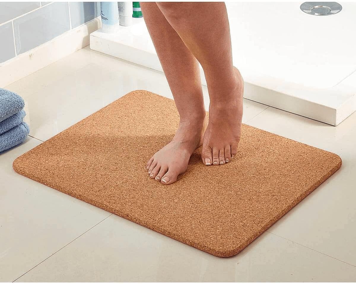 Blue Canyon Natural Cork Bath Mats, Eco-Friendly Durable Wooden Non ...