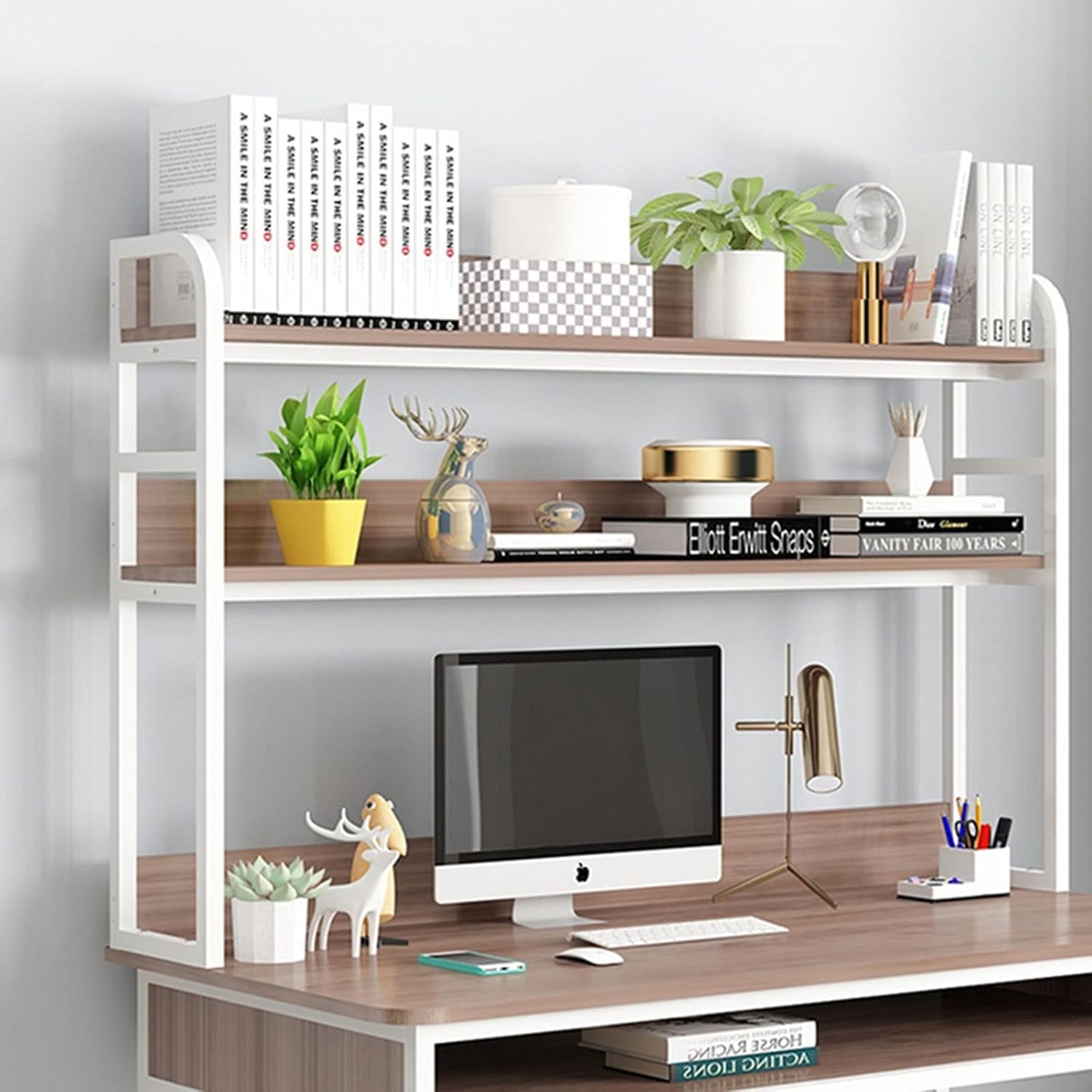 Amazon.com: Desktop Countertop Bookshelf - Desktop Bookshelf, 2 Tier ...