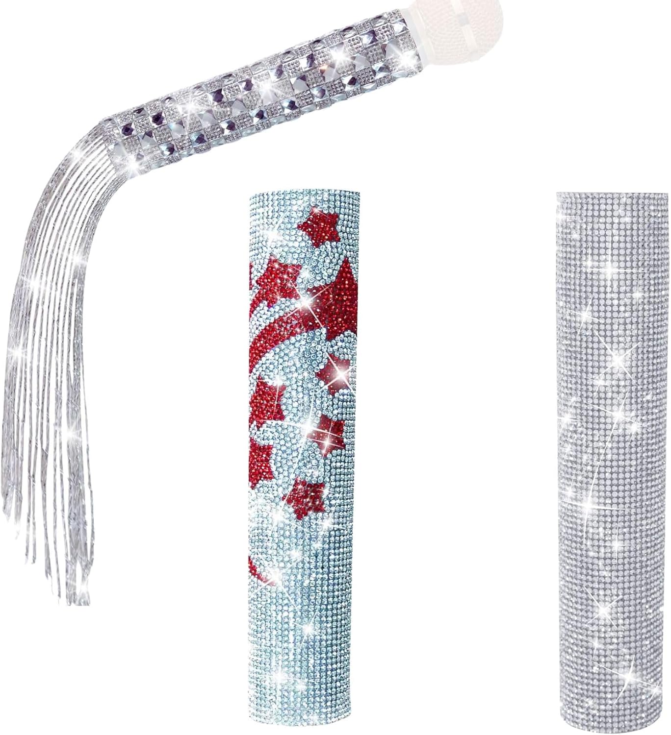 Amazon.com: RhymKawa Sparkle Silver Crystal Microphone Handle Sleeve ...