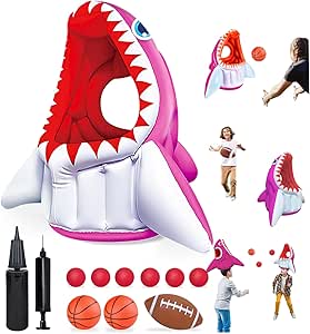 Amazon.com: Inflatable Shark Pool Game Toy for Kids Ages 4-8+ Fun 3-in ...