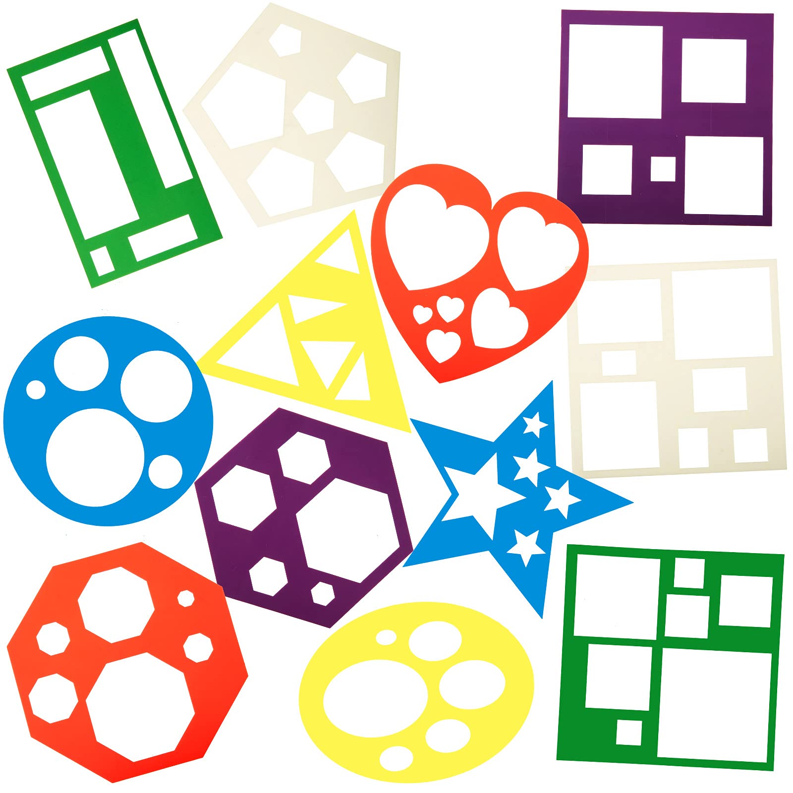 Buy 12 Pieces Geometric Stencils Template Set For Kids Children Simple