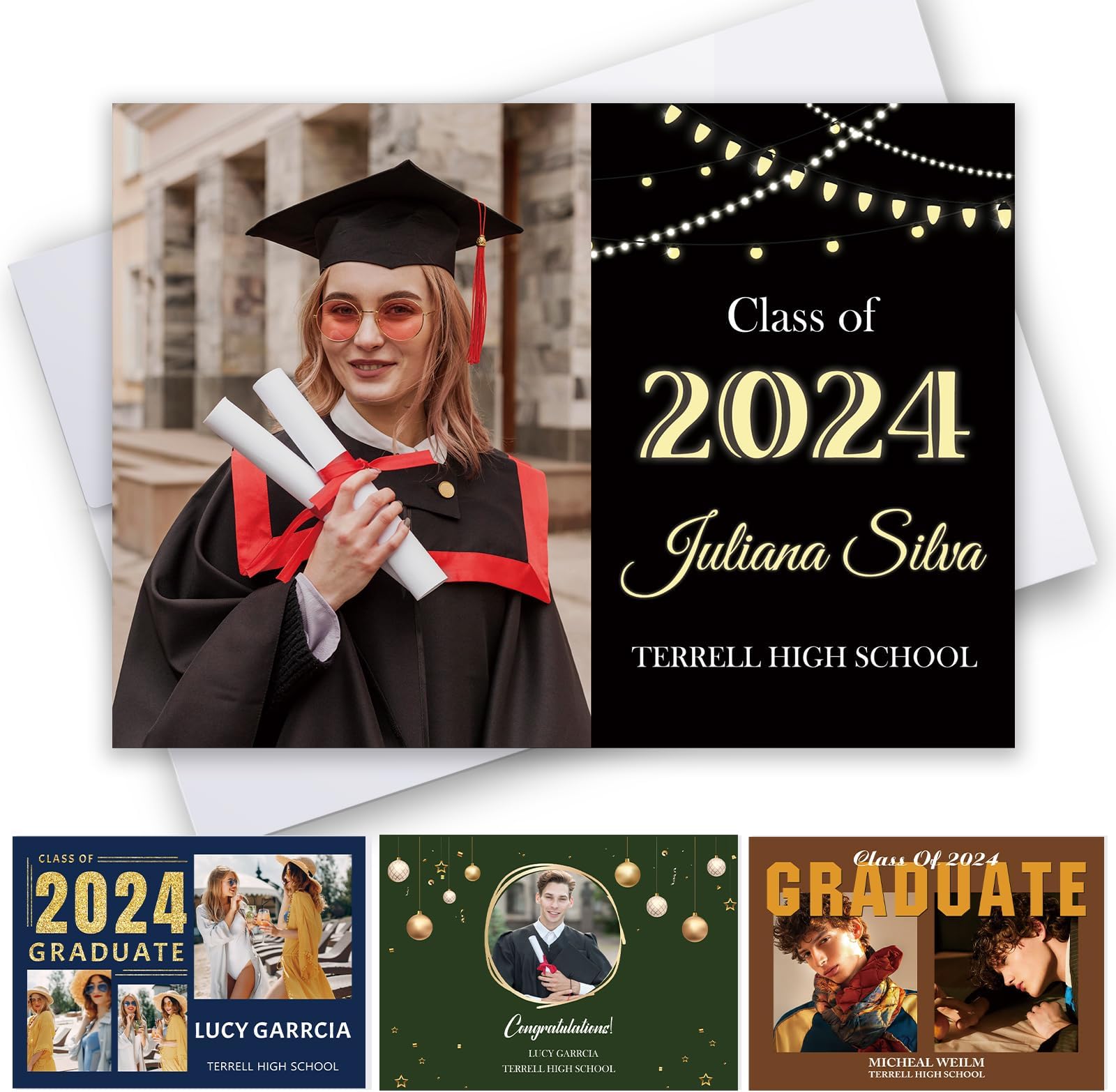 Amazon.com : MESHELEY Personalized Graduation Announcements Cards ...