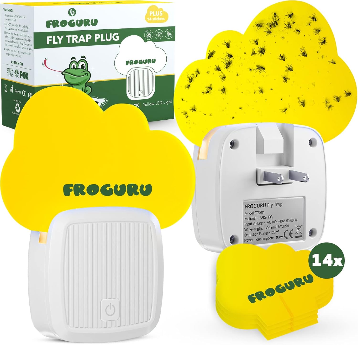 Amazon.com : FROGURU Plug in Fly Trap Indoor with 14 Sticky Refills (2 ...
