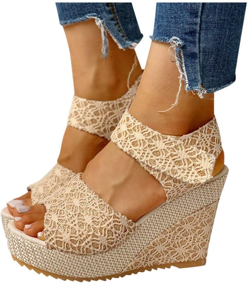 Amazon.com | HONGDAO Women's Wedge Sandals Open-Toe Sandals Espadrilles ...